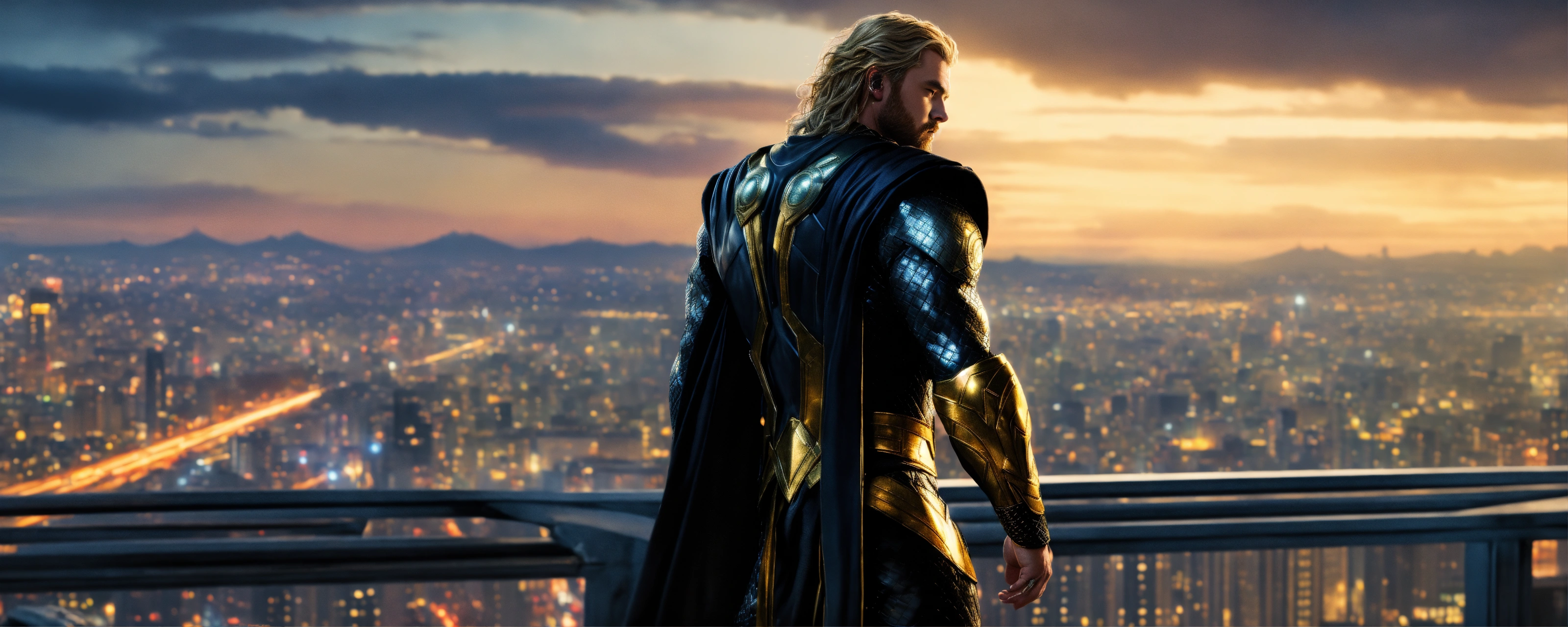 Lexica - Portrait painting of Thor wearing a (stunning black and gold ...
