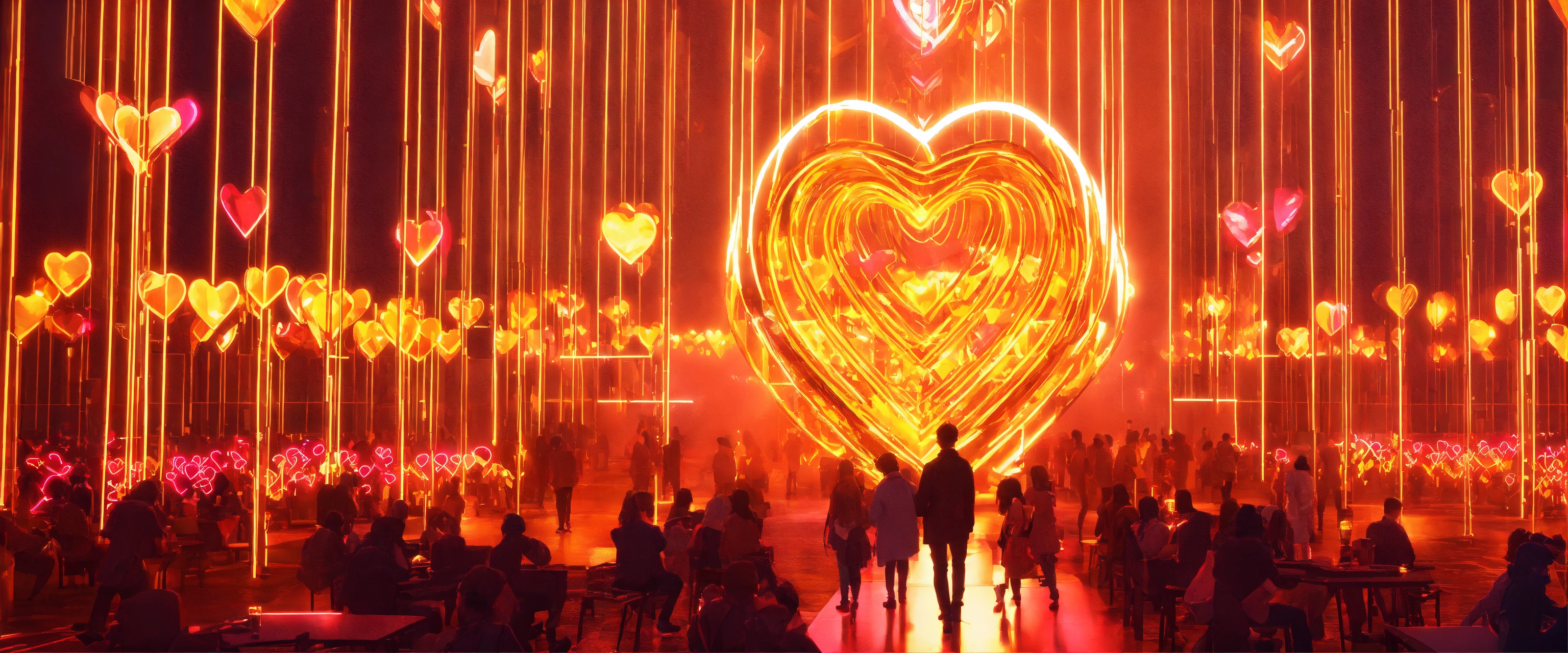 Lexica - "choose love wisely" neon hearts, ambient vibey lighting, with ...