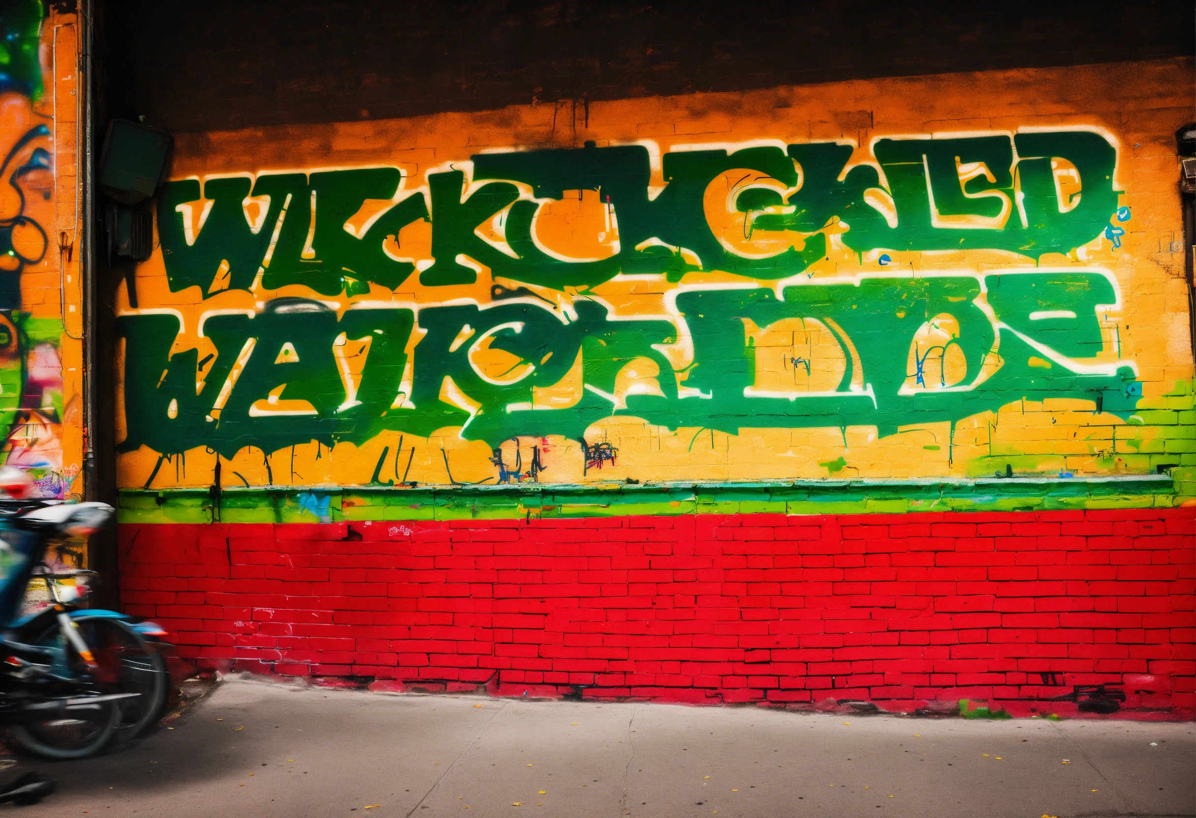 Lexica - A graffiti saying wicked game in emerald on the wall in ...