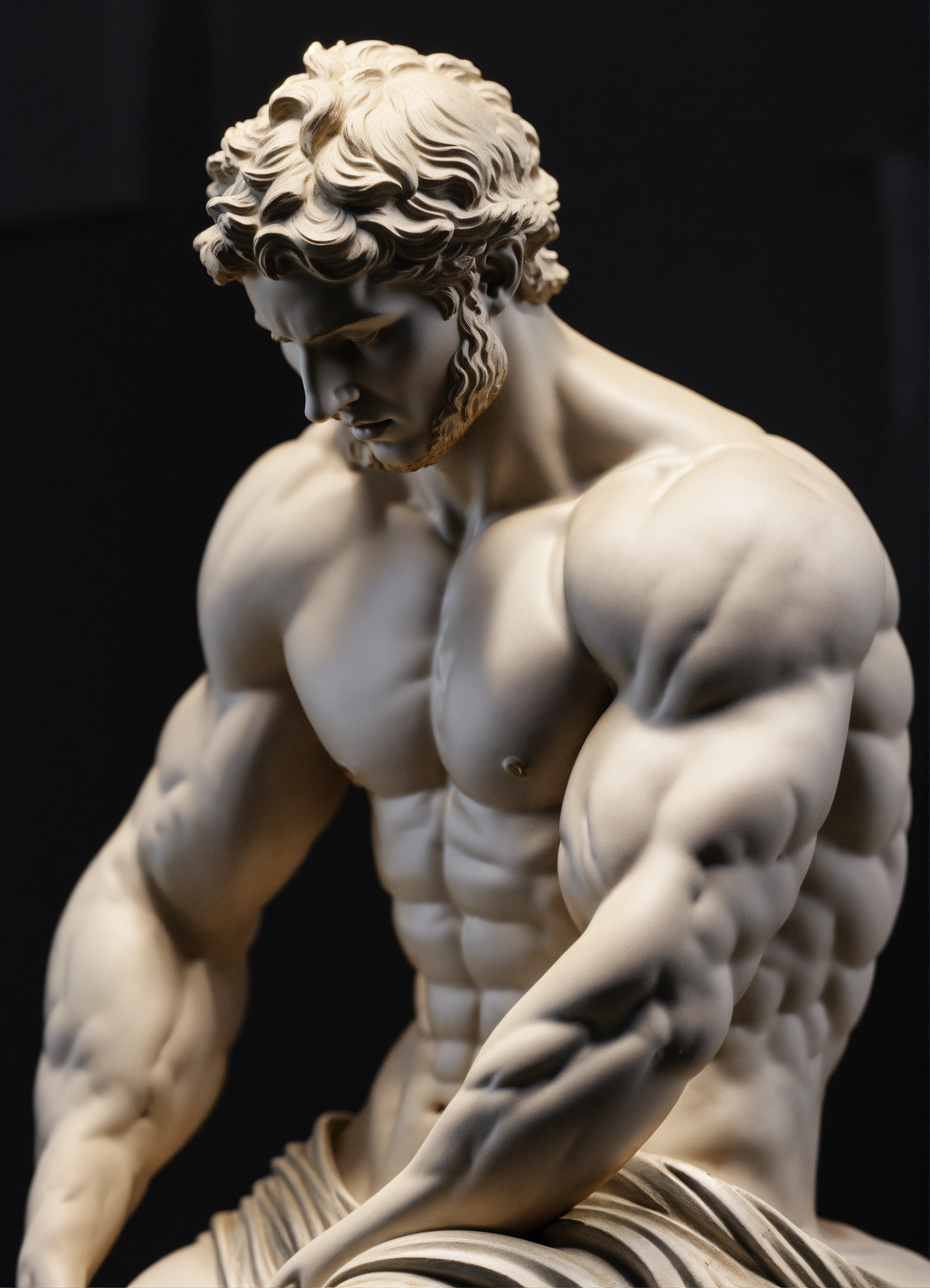 Lexica - Simple muscular greek god statue with middelparting hair white ...