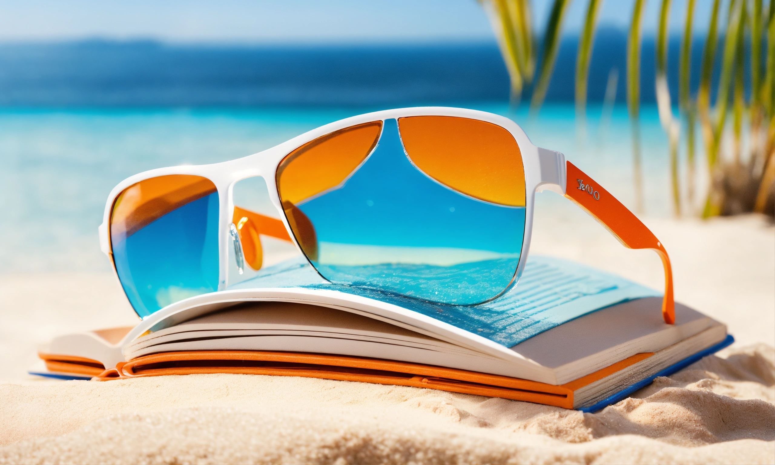 Lexica - Creative summer scene with orange book, stylish white ...