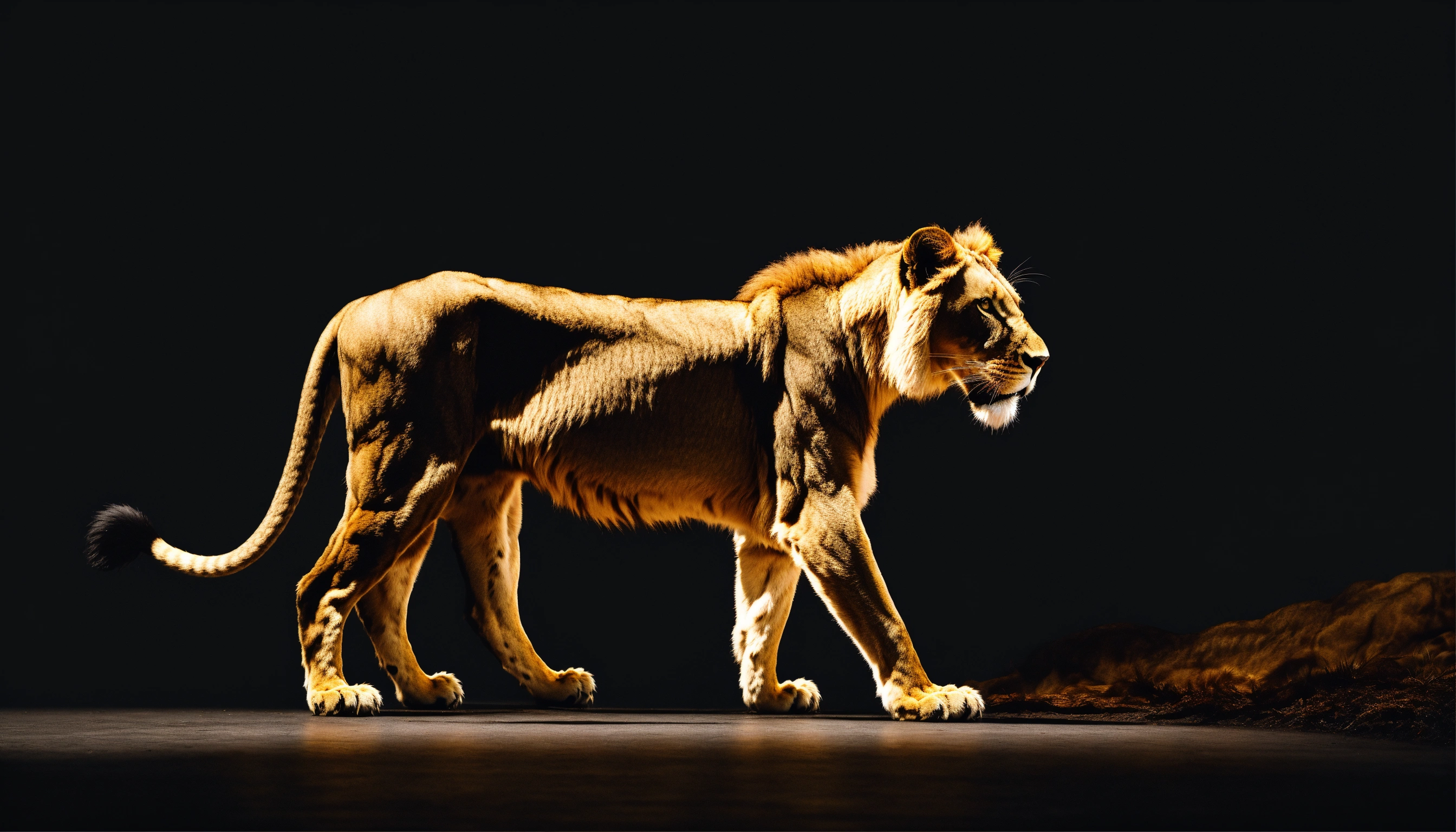 Lexica - A female lion , 16K resolution. Side pose standing, looking at ...