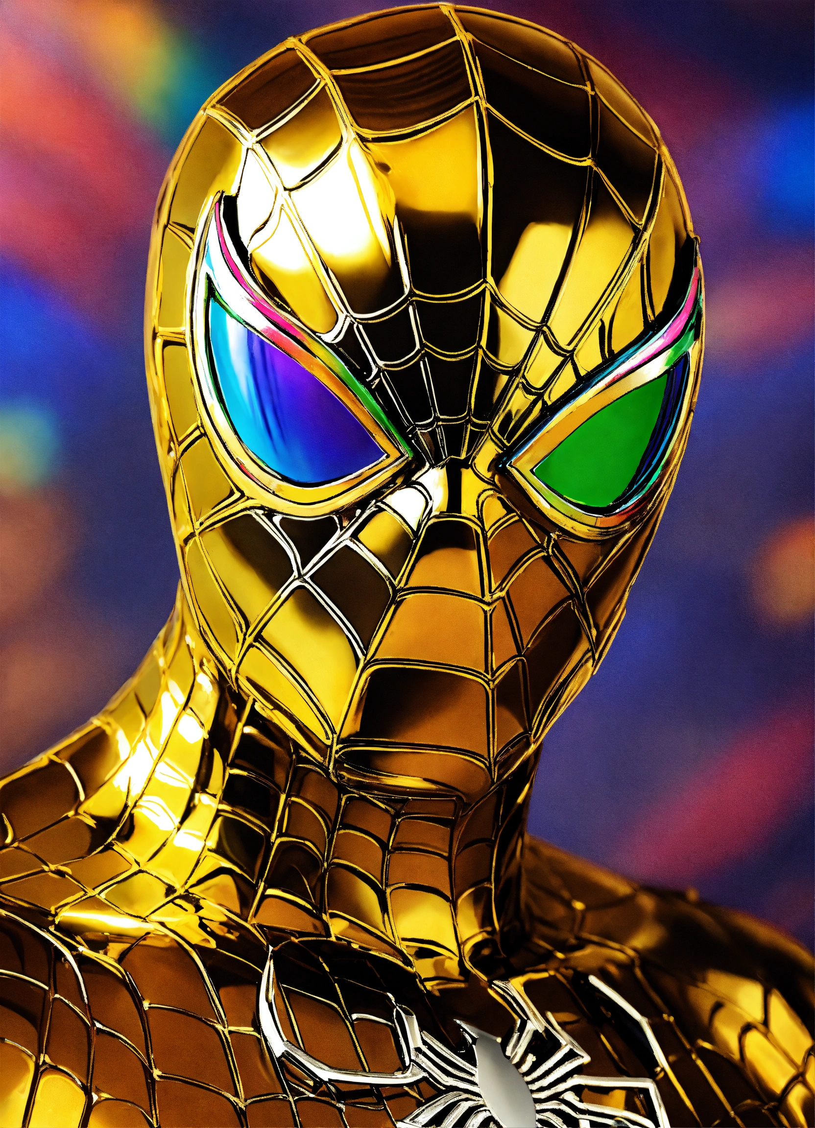 Lexica - Chrome and gold spiderman god rainbow