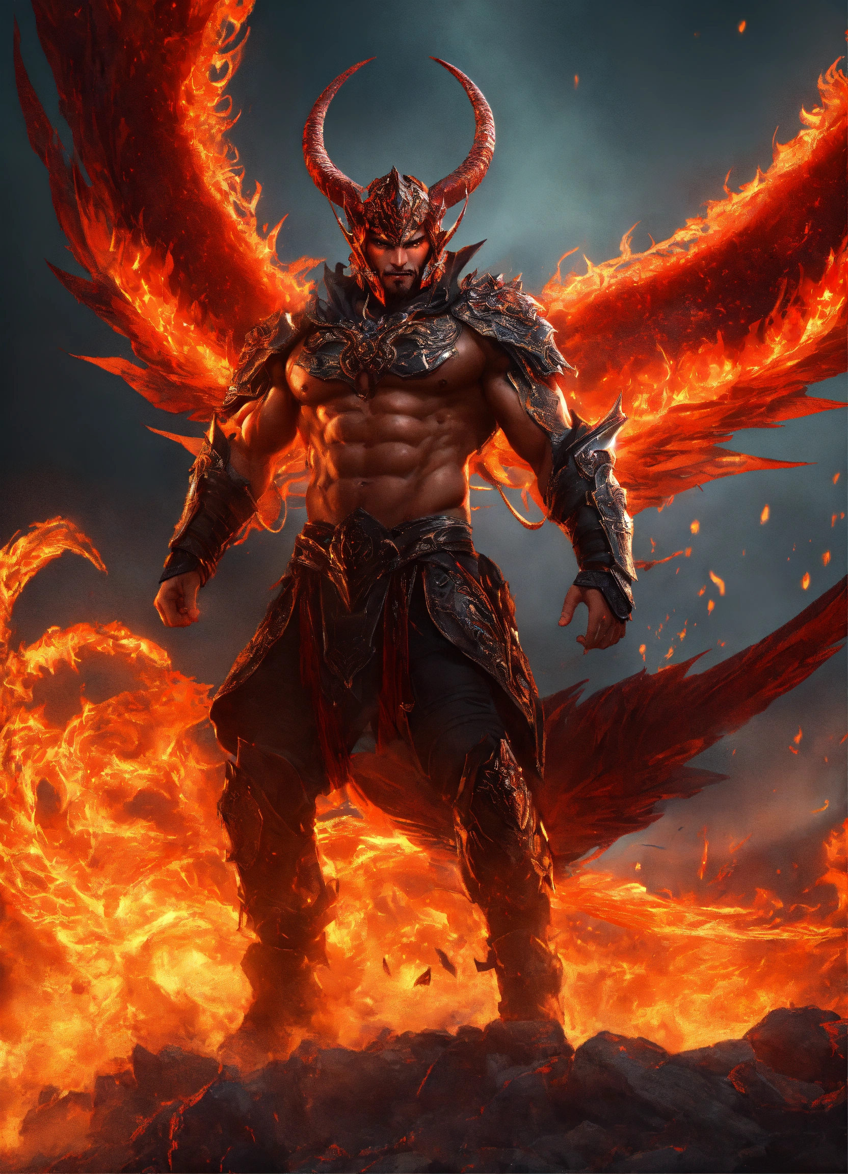 Lexica - Full body huge muscular evil futuristic warrior entangled in a ...