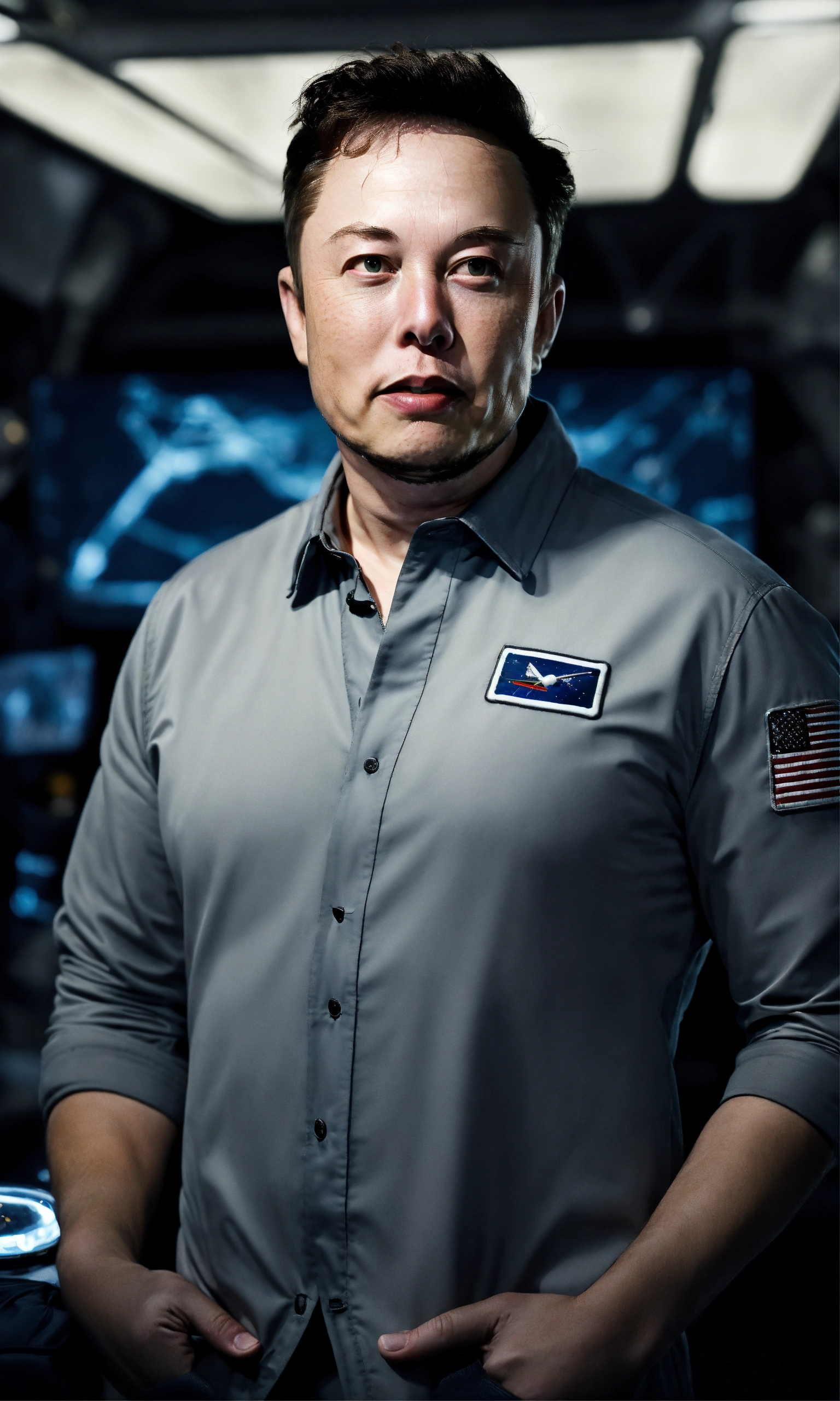 Lexica - Image of Elon Musk, on space X premises, facing at camera ...