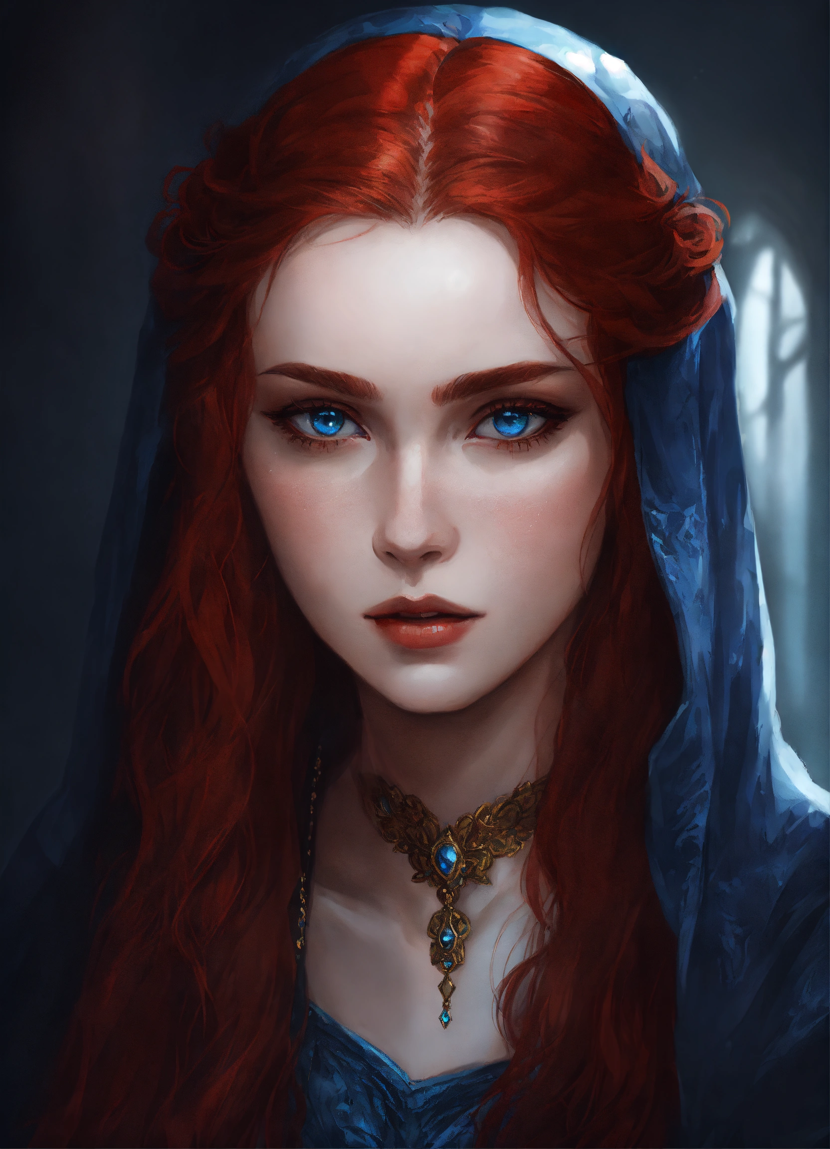 Lexica - Drawing of portrait of russian 20 year old woman dark evil red ...