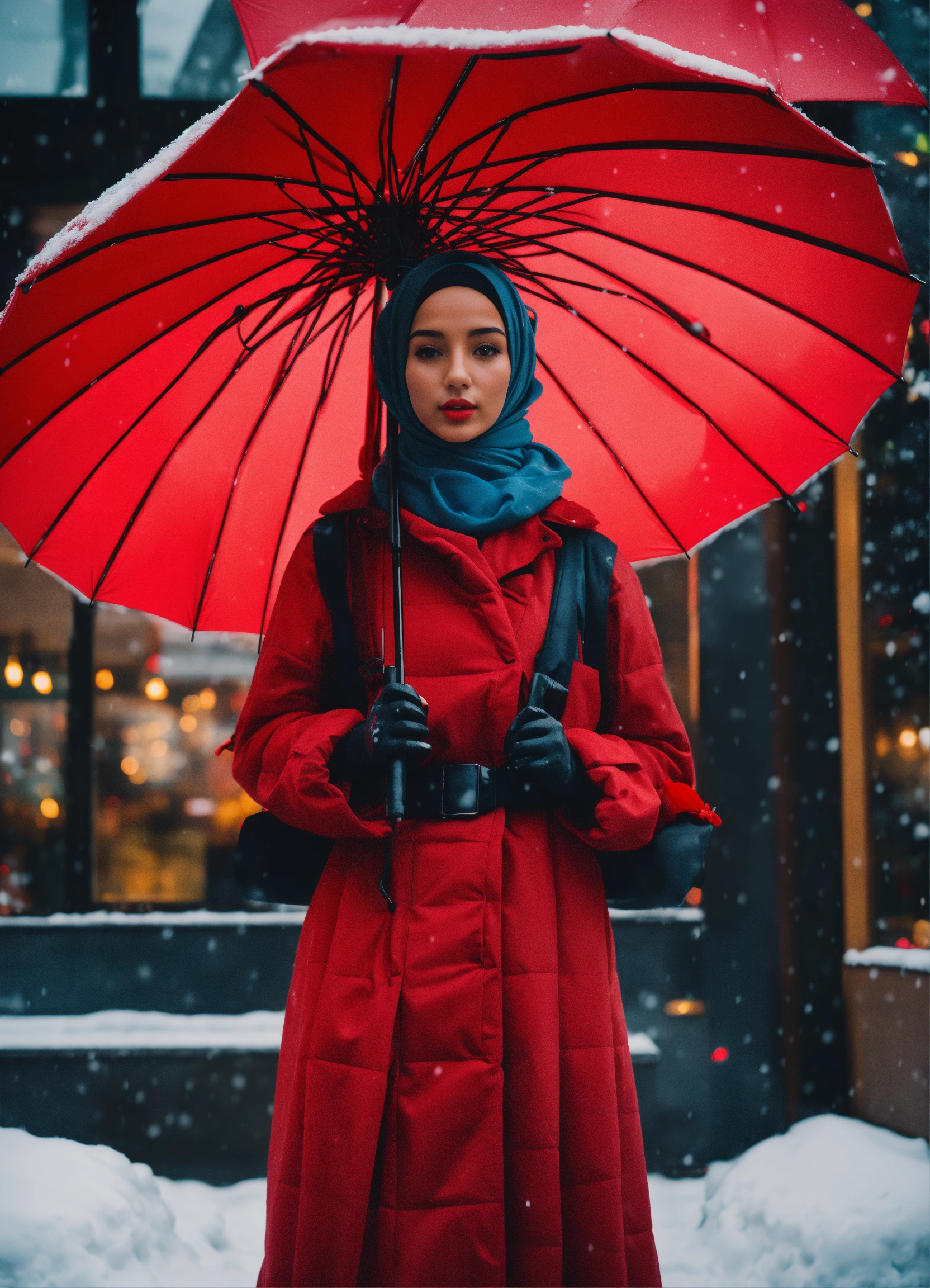 Lexica - Abstract hijab girl statue on a fluffy cloud holding a snowy ...