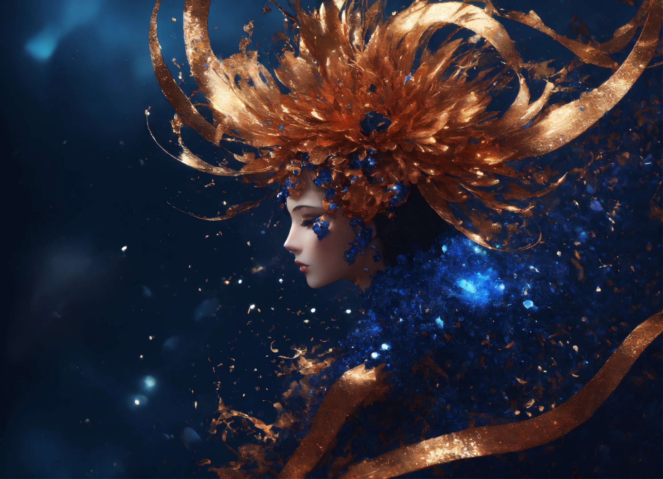Lexica - Luxury fusion of dark blue magic realism experimental art, add ...