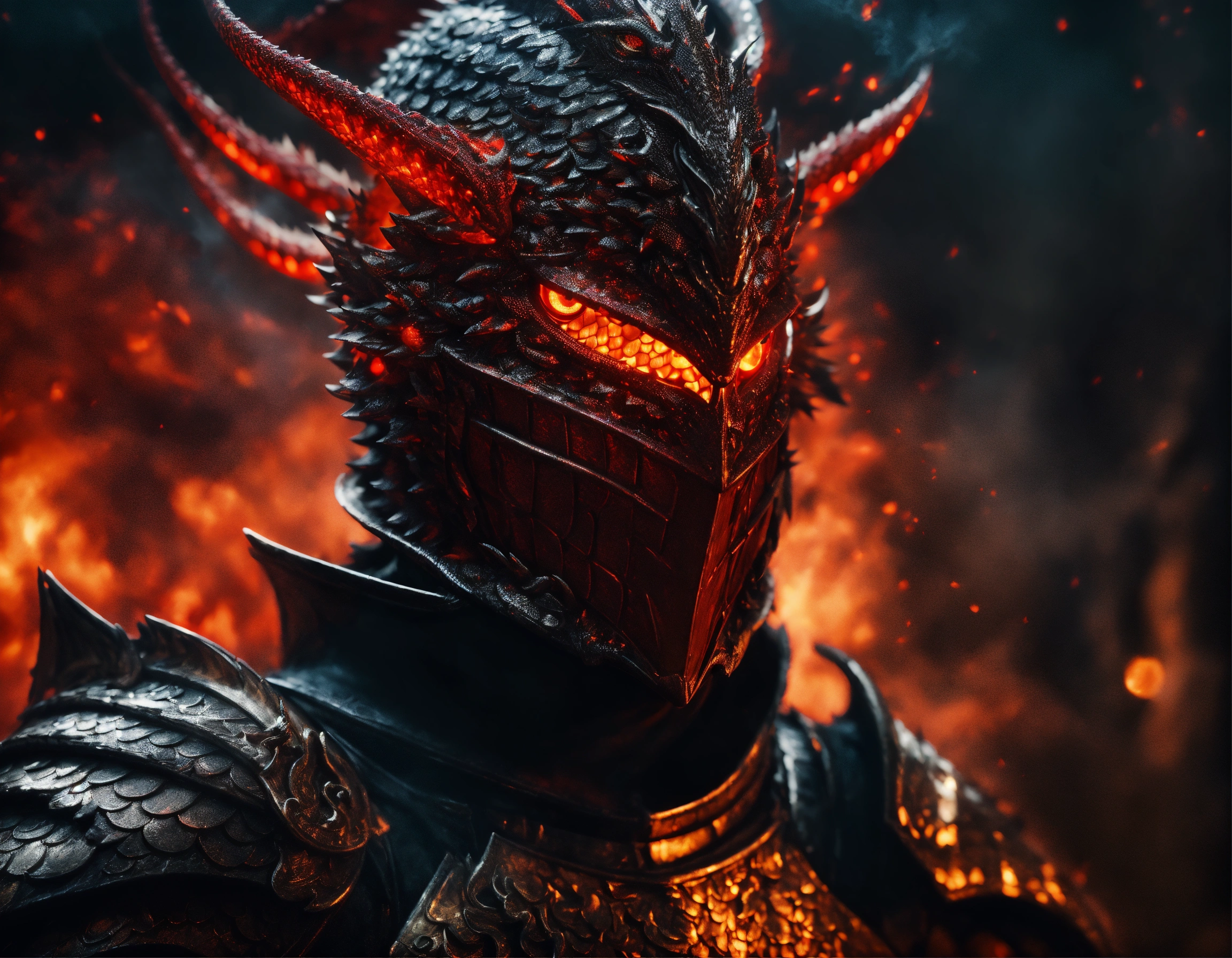 Lexica - Glowing red eyes knight with a black armor, the chest should ...