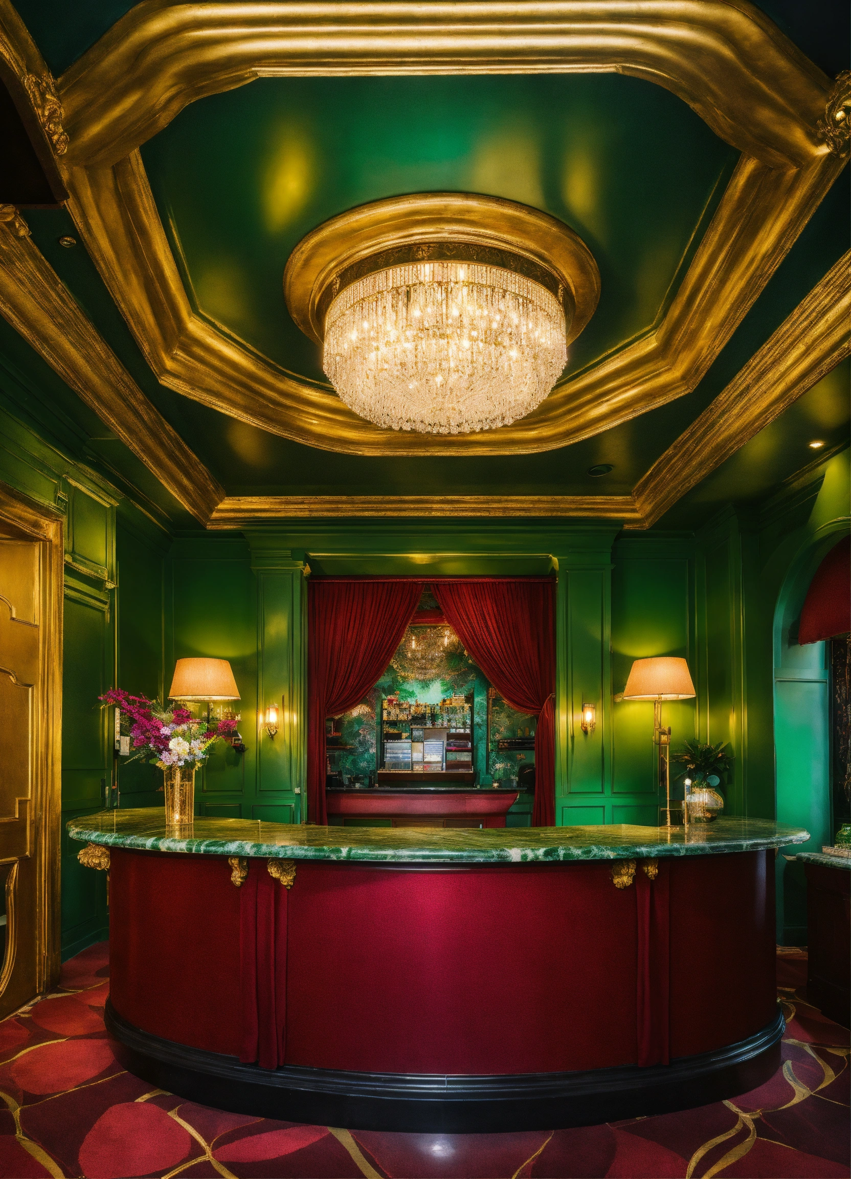 Lexica - A spectacular tropical lobby for a nightclub with wood molding ...