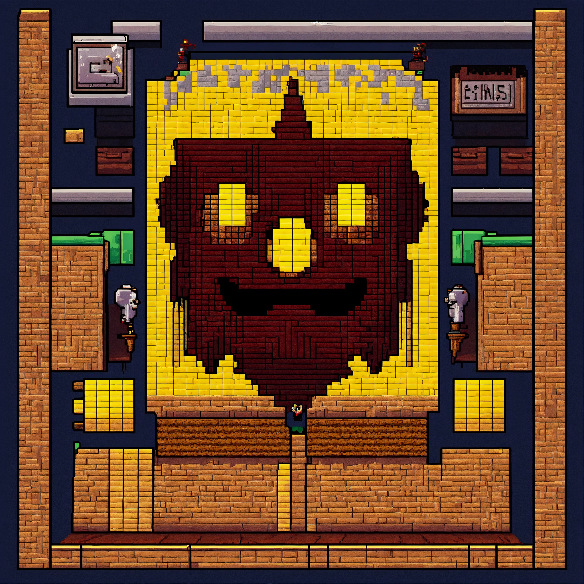 Lexica - 8-bit pixel art of a final boss made of money