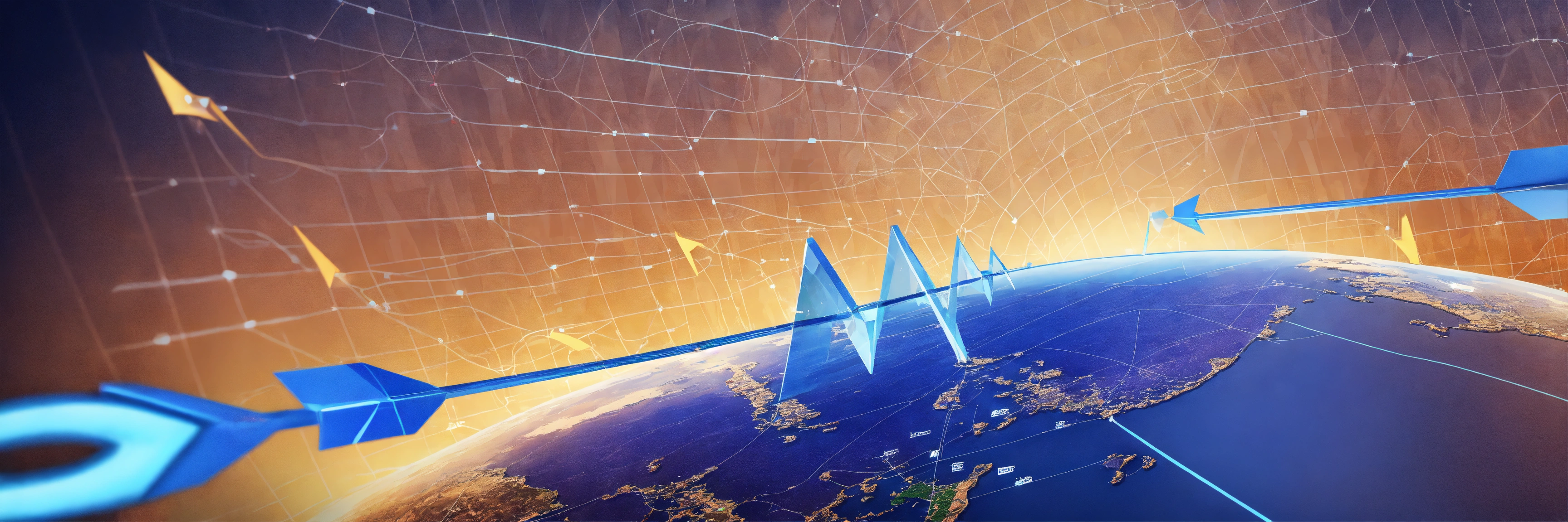 Lexica - Blue Arrows going up from left to right with a map of the ...