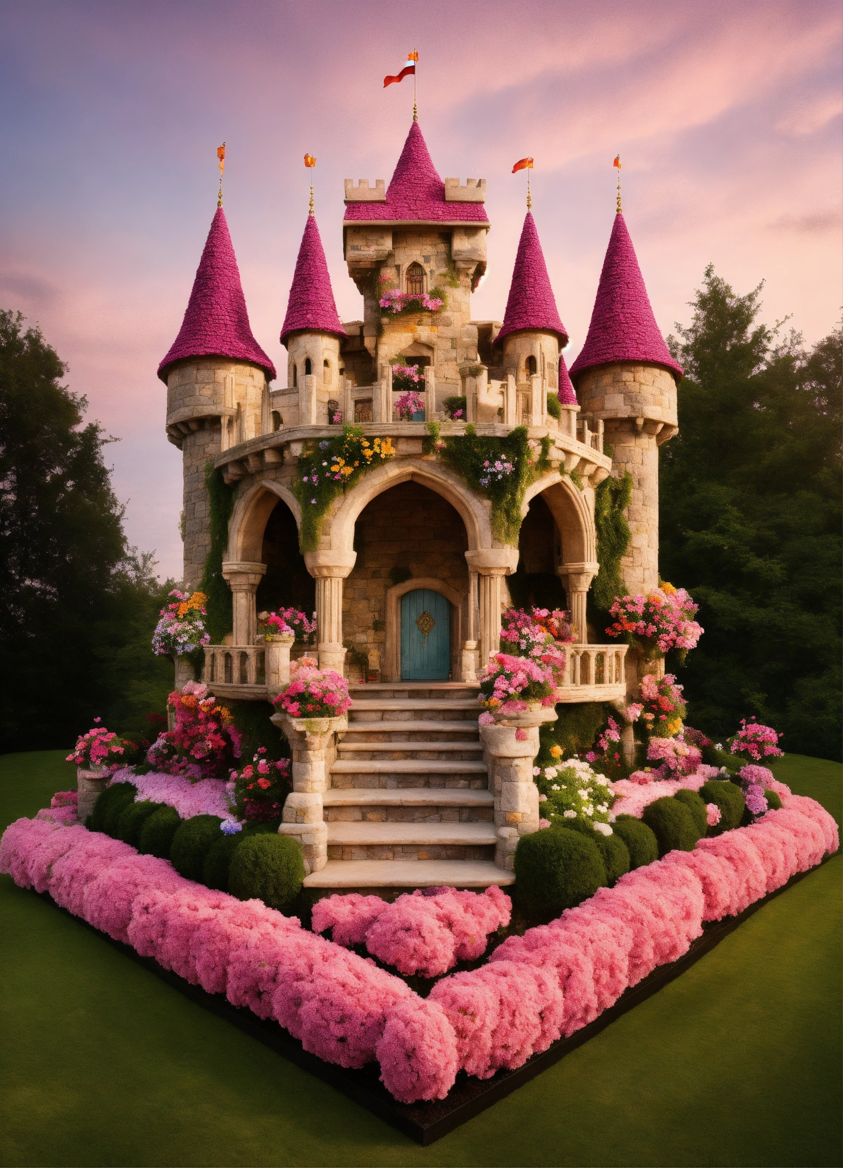 Lexica - Fantasy princess castle all made of flowers