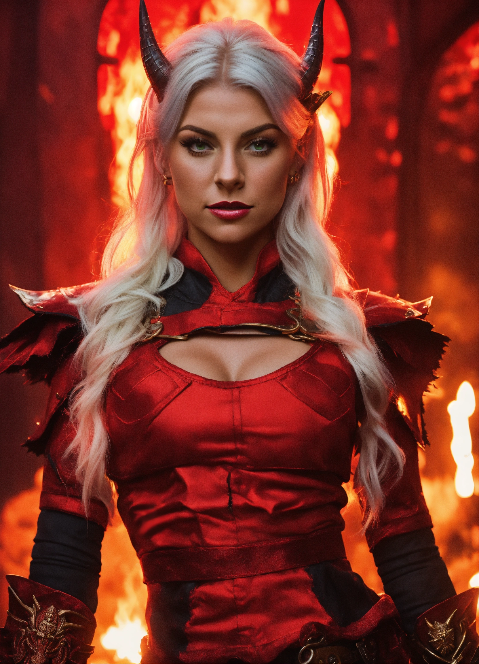Lexica - Red devil girl Alexa Bliss D&D, fantasy, cinematic.