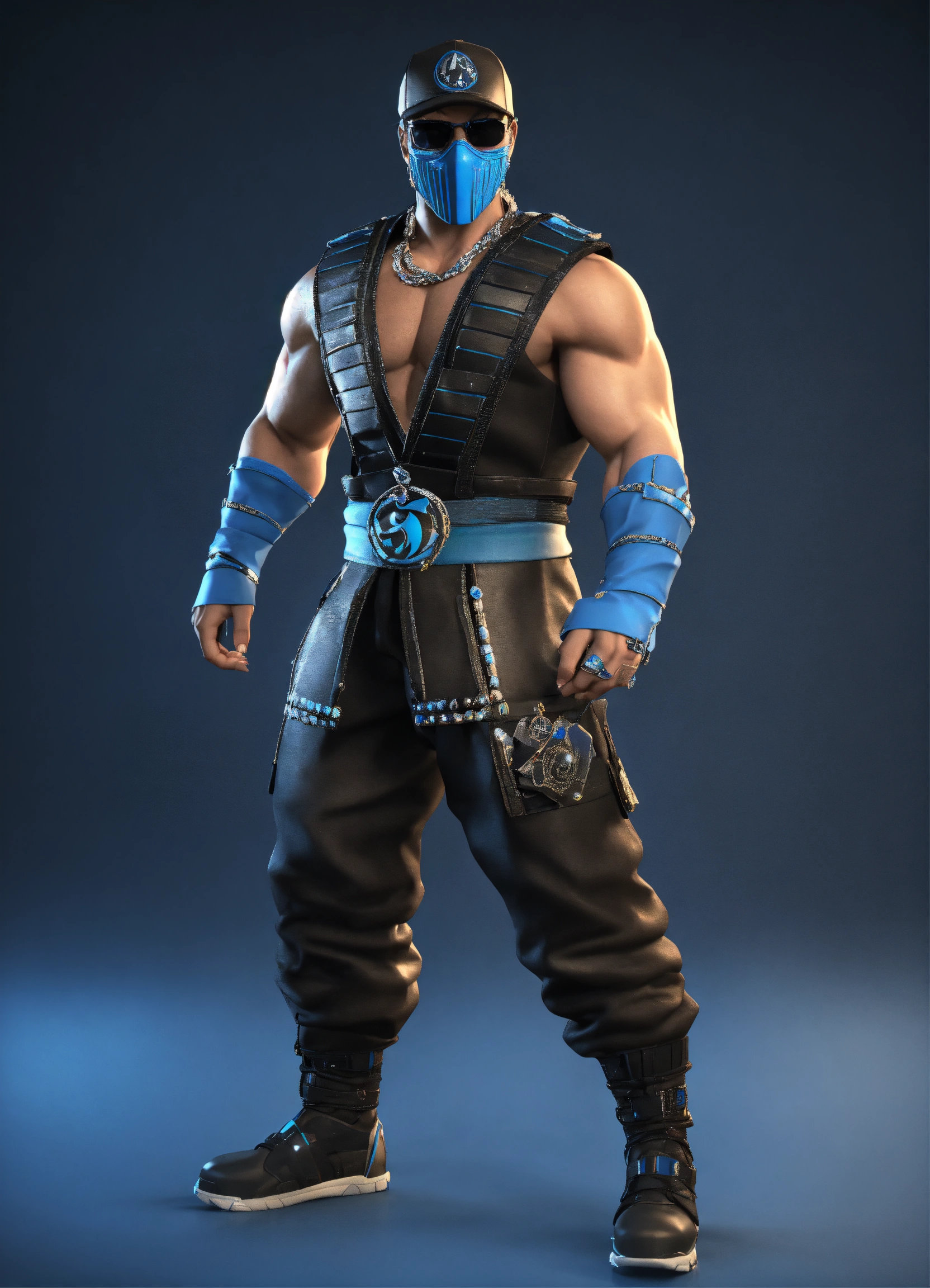 Lexica - 3D model, Sub-Zero from mortal kombat in trendy hip-hop attire ...