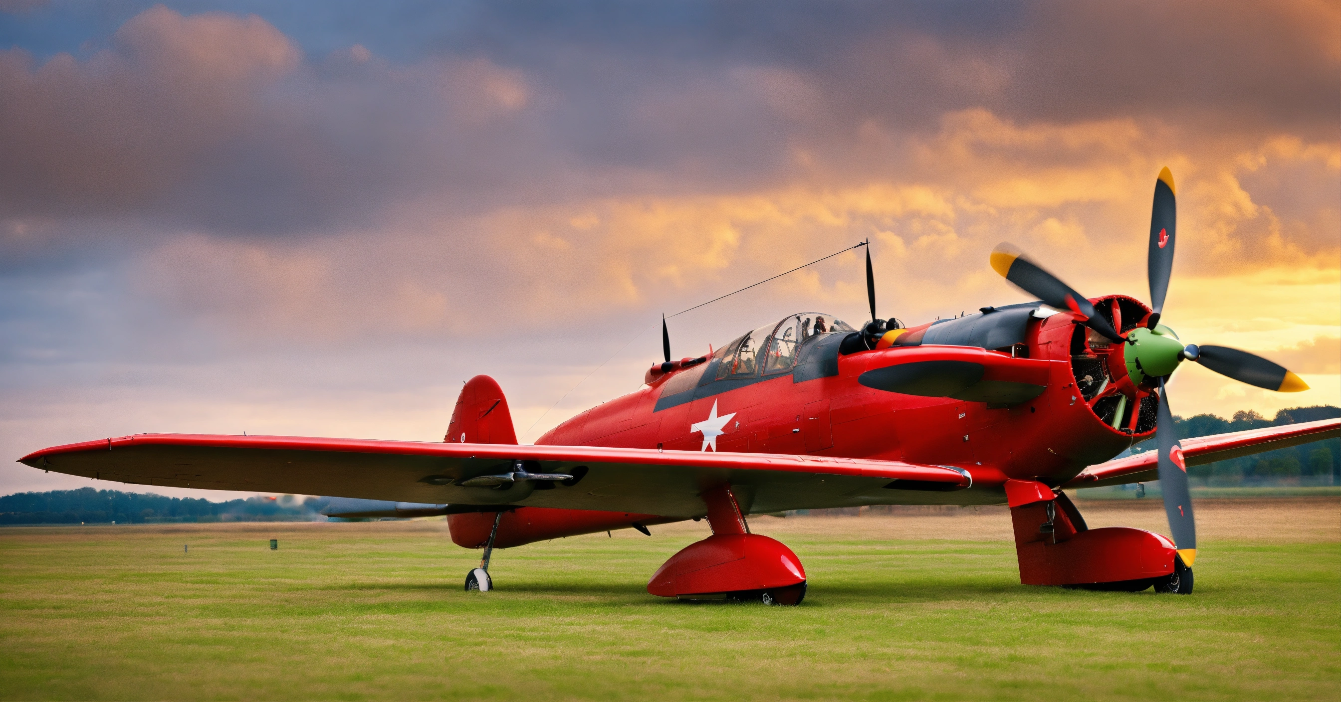Lexica - Red propeller-driven war aircraft