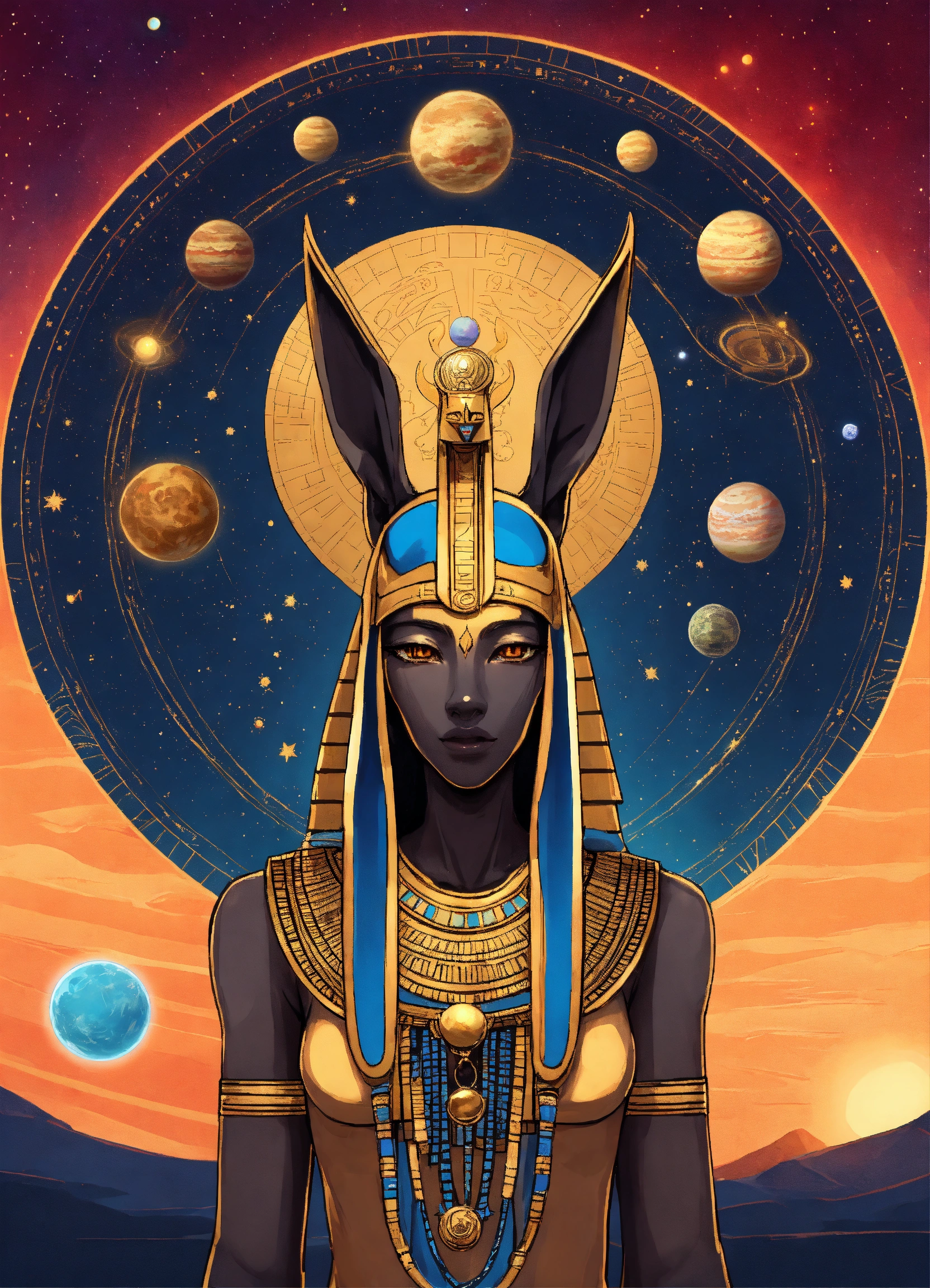 Lexica - Pharaonic, Anubis, intricate headdress, feminine, female ...