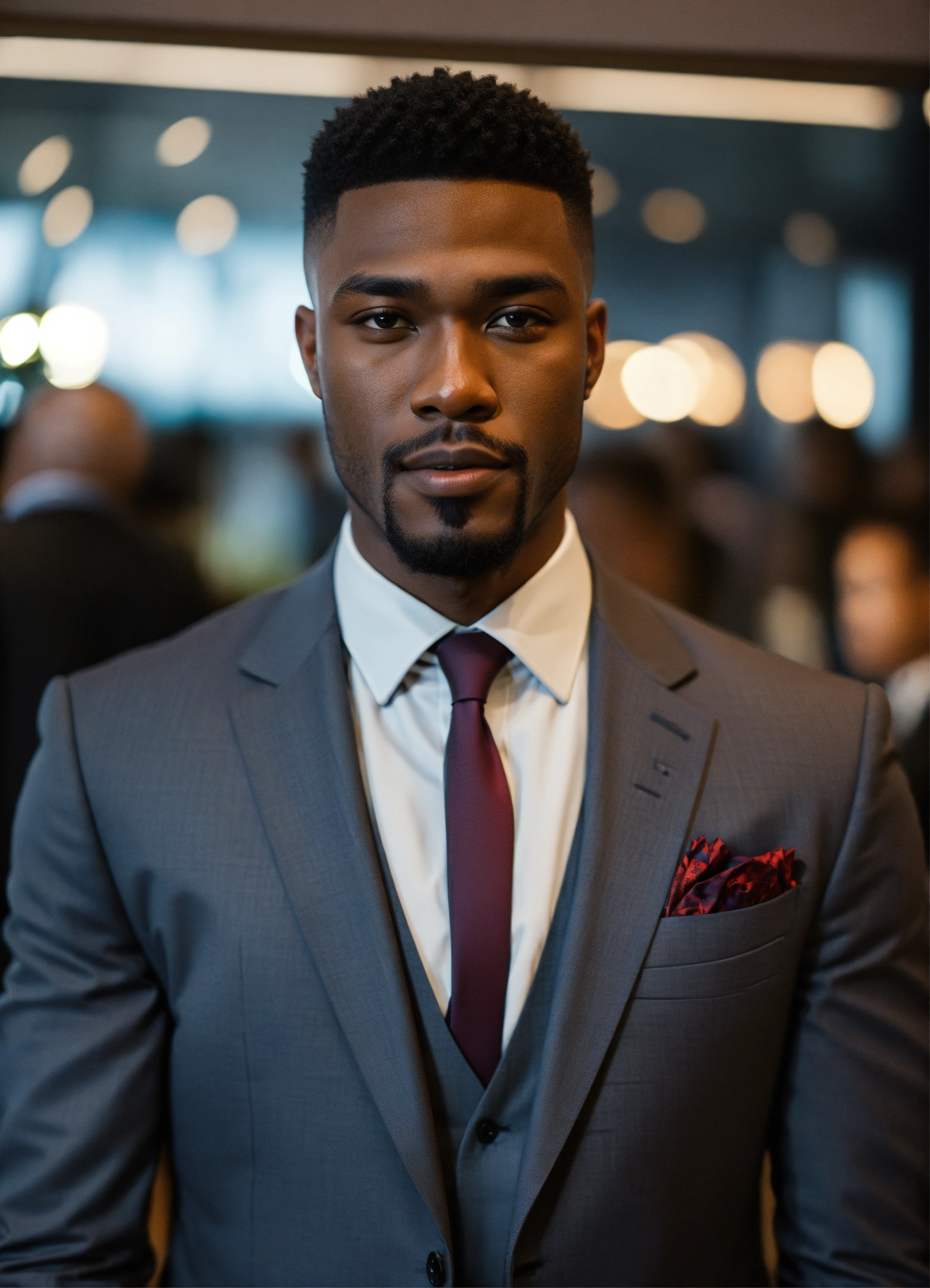 Lexica - Very handsome black male, dark skin, wearing a suit, goatee ...