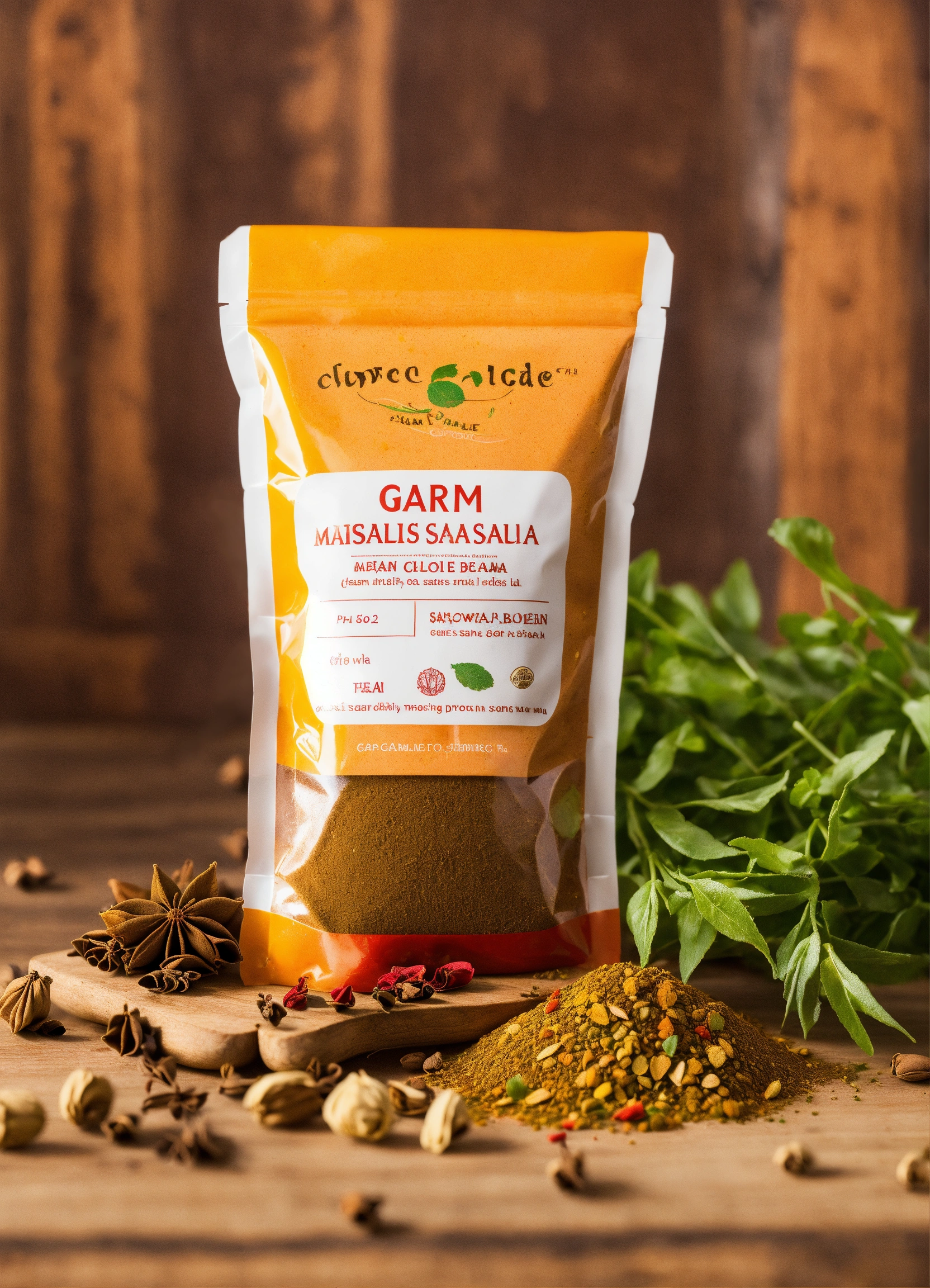 Lexica - Product photography of a garam masala sachet