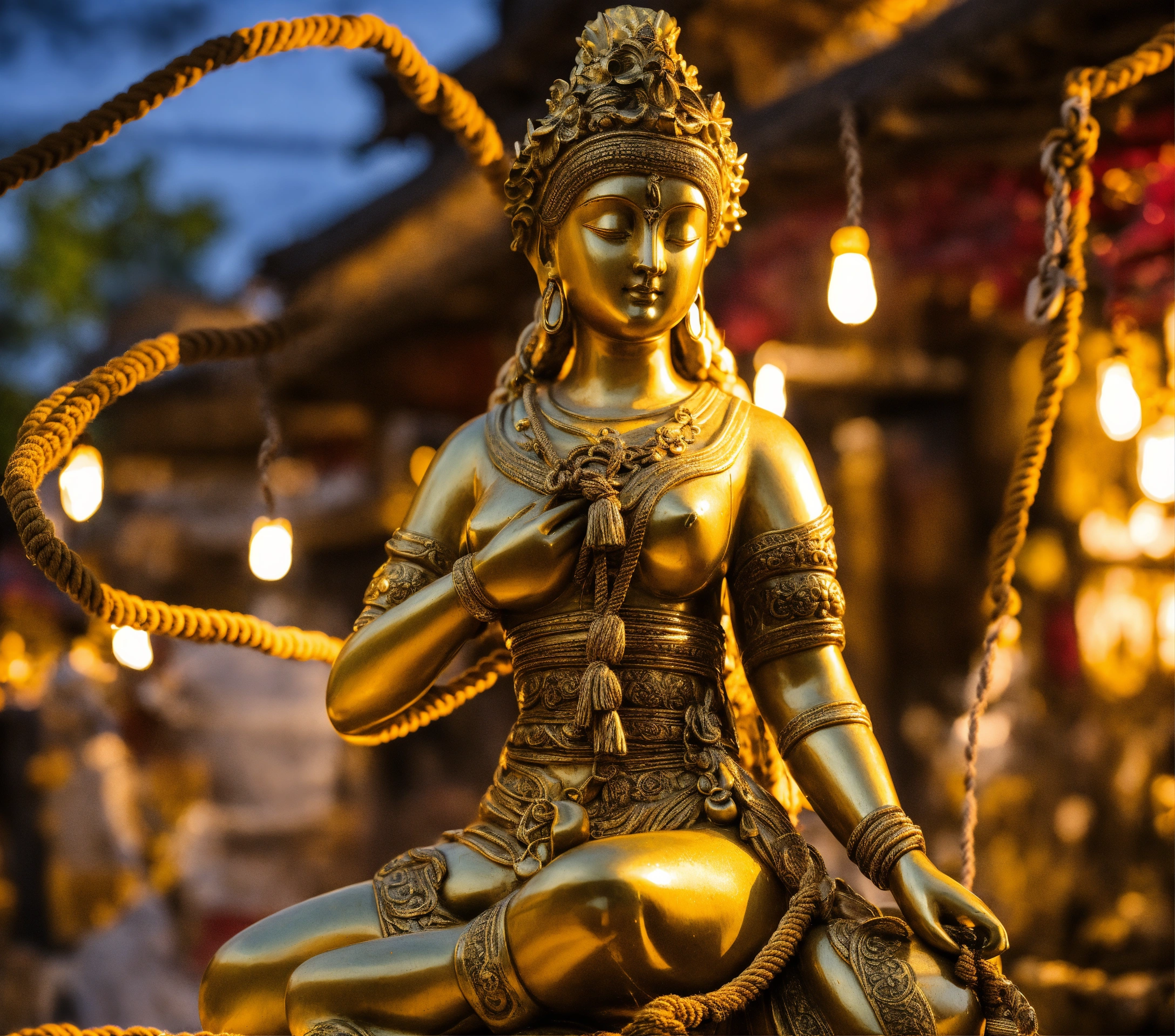 Lexica - Goddess statue tied with a rope
