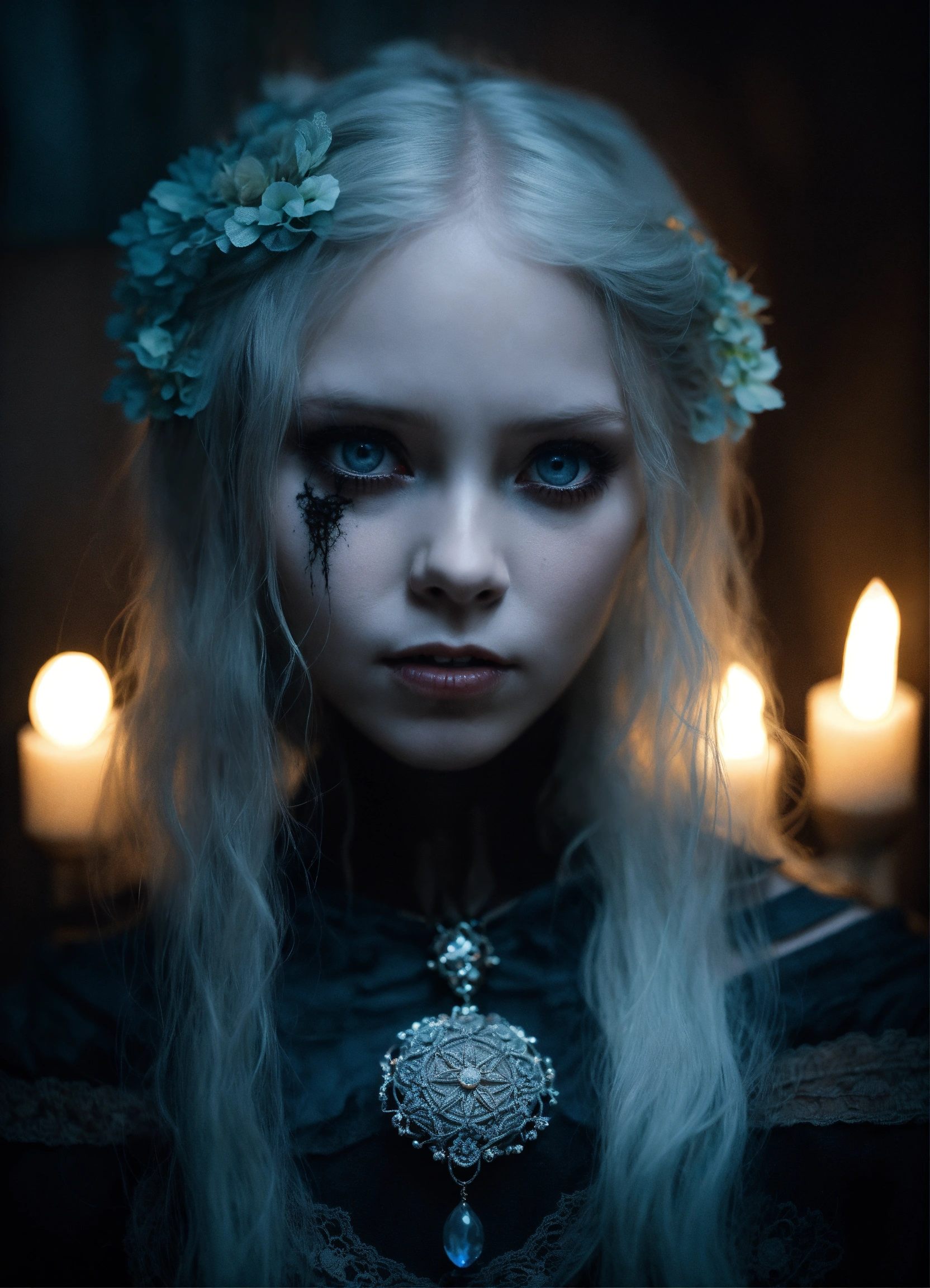Lexica - Body portrait, ten year old childish female goth necromancer ...