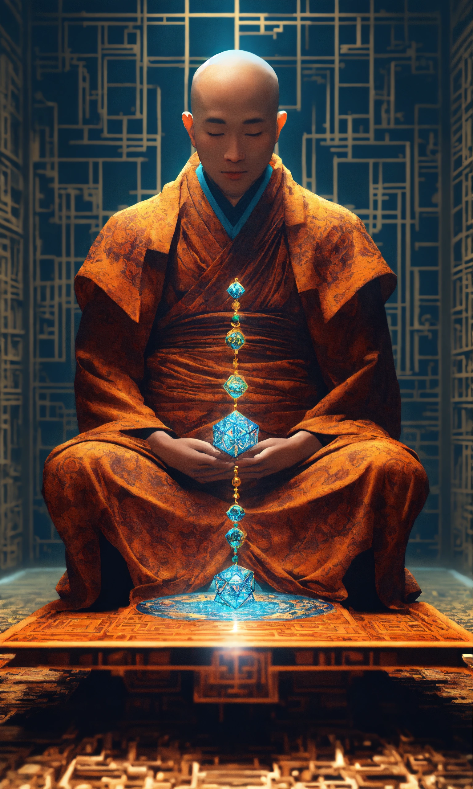 Lexica - Sitting Taoist monk tesseract body fractal three point ...