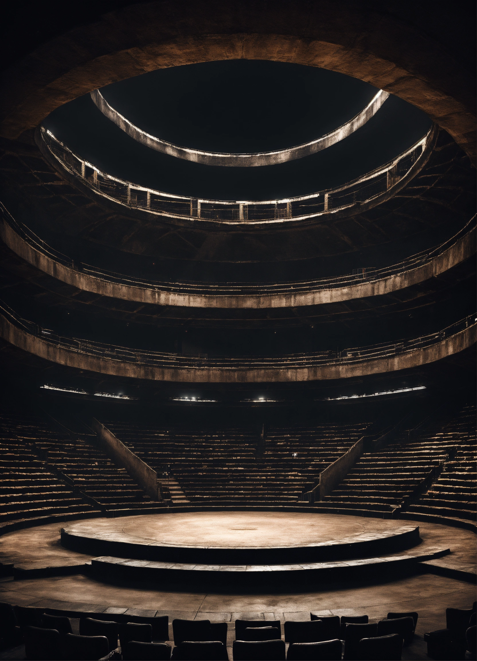 Lexica - Round arena for battles, dark, creepy, seats are arranged in tiers