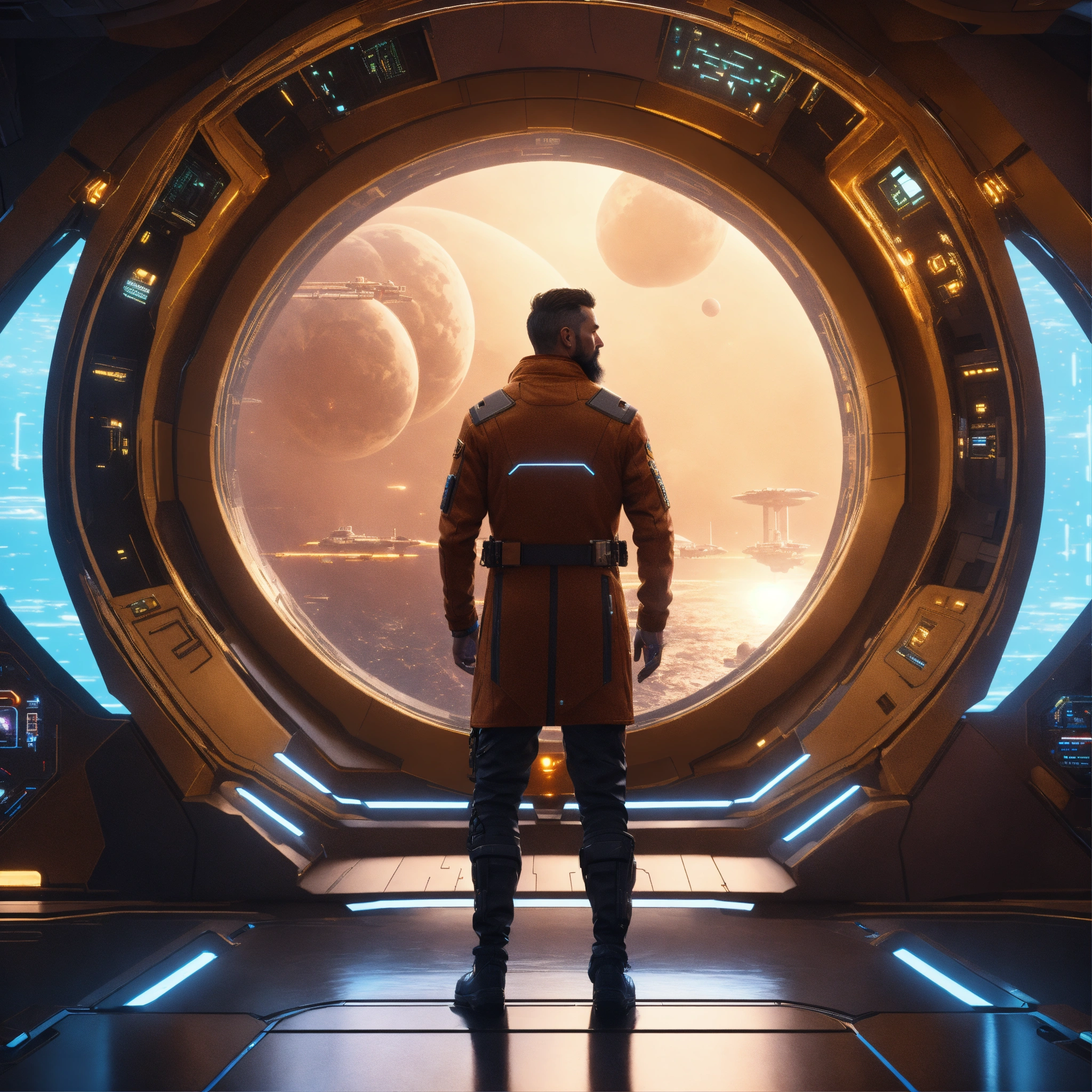 Lexica - 45 year old masculine man with trim beard boarding a luxurious ...