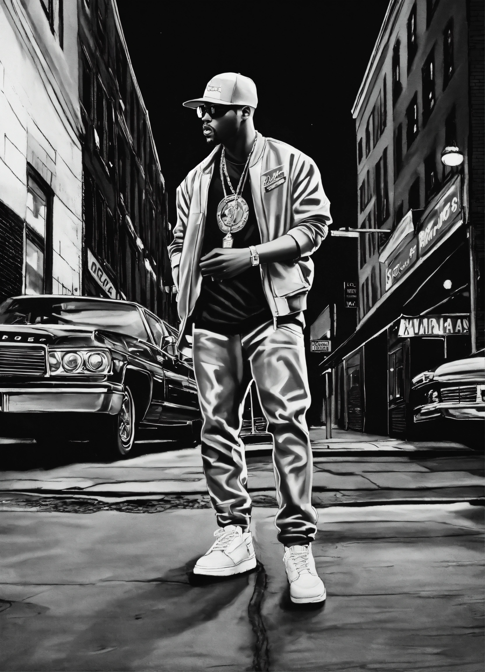 Lexica - Sky view, Pop art, hyperrealist portrait of black rapper ...