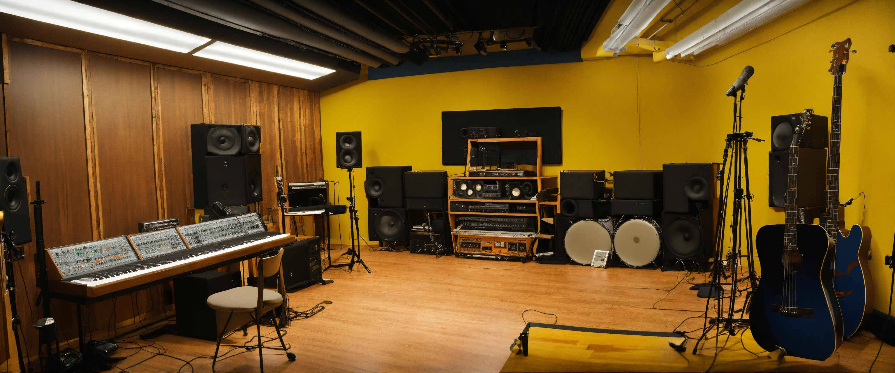 Lexica - Fantasy. A 70s style music recording studio. Many clouds on ...