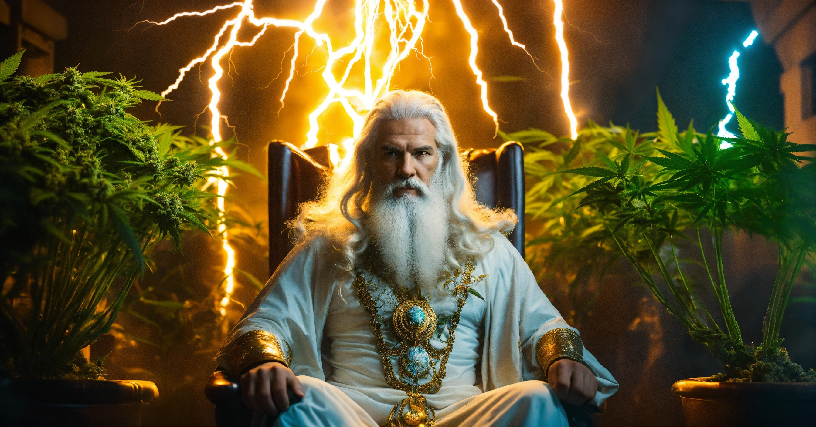 Lexica - Old god zeus, on his throne with long white hair, with ...