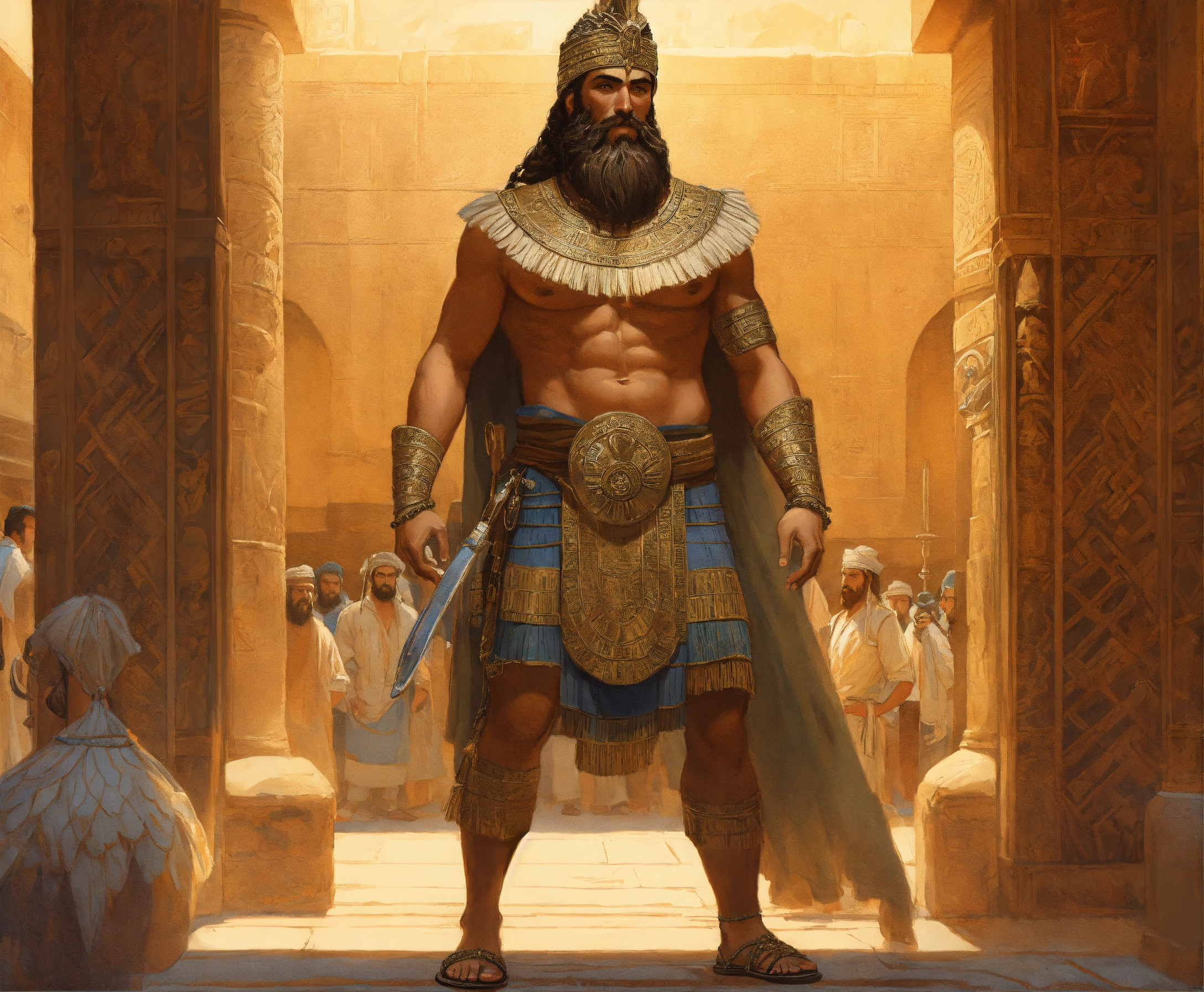Lexica - Detailed full body digital painting of an ancient Assyrian ...