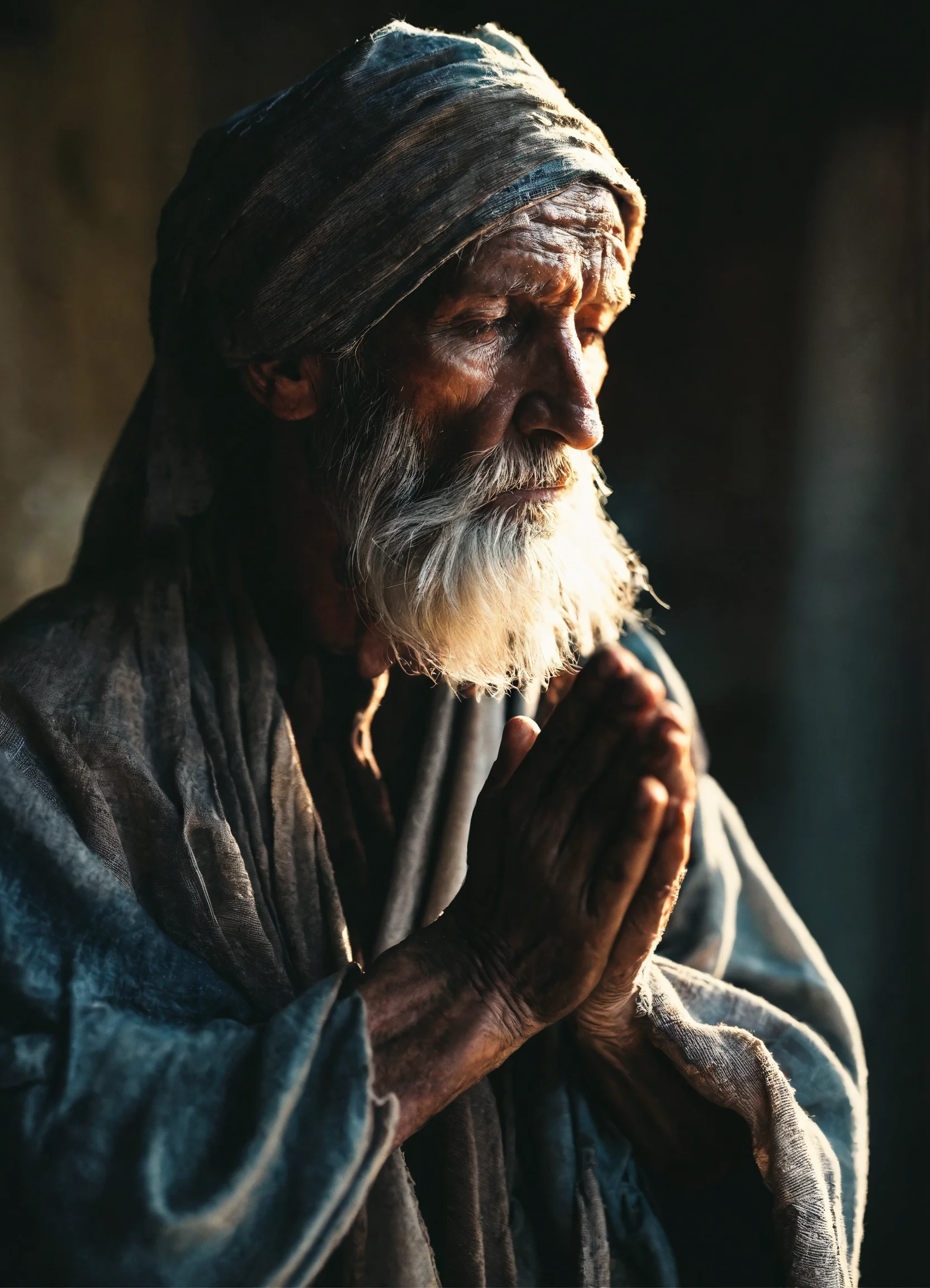 Lexica - A blessed holy old man ,light coming from the sky, cross on ...