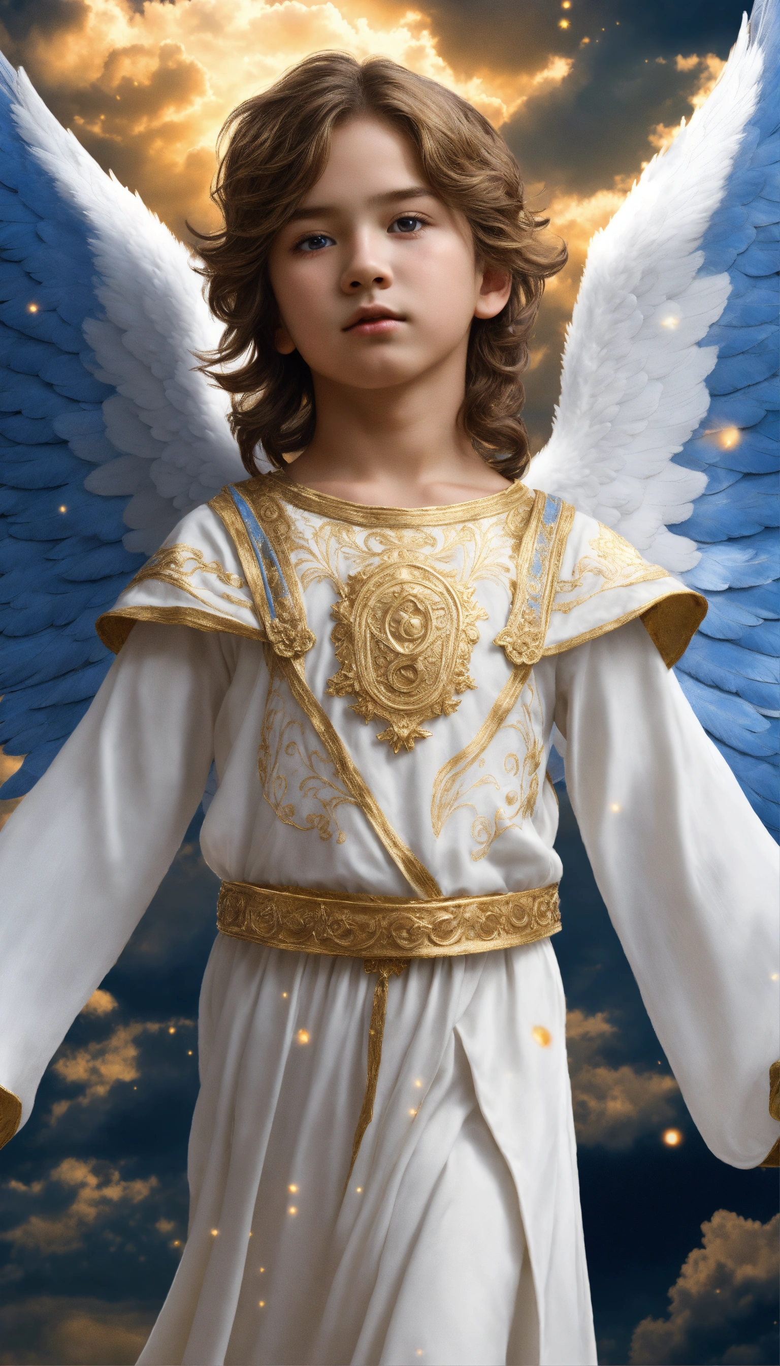 Lexica - Male child angel with defined blue wings, angel child detailed ...