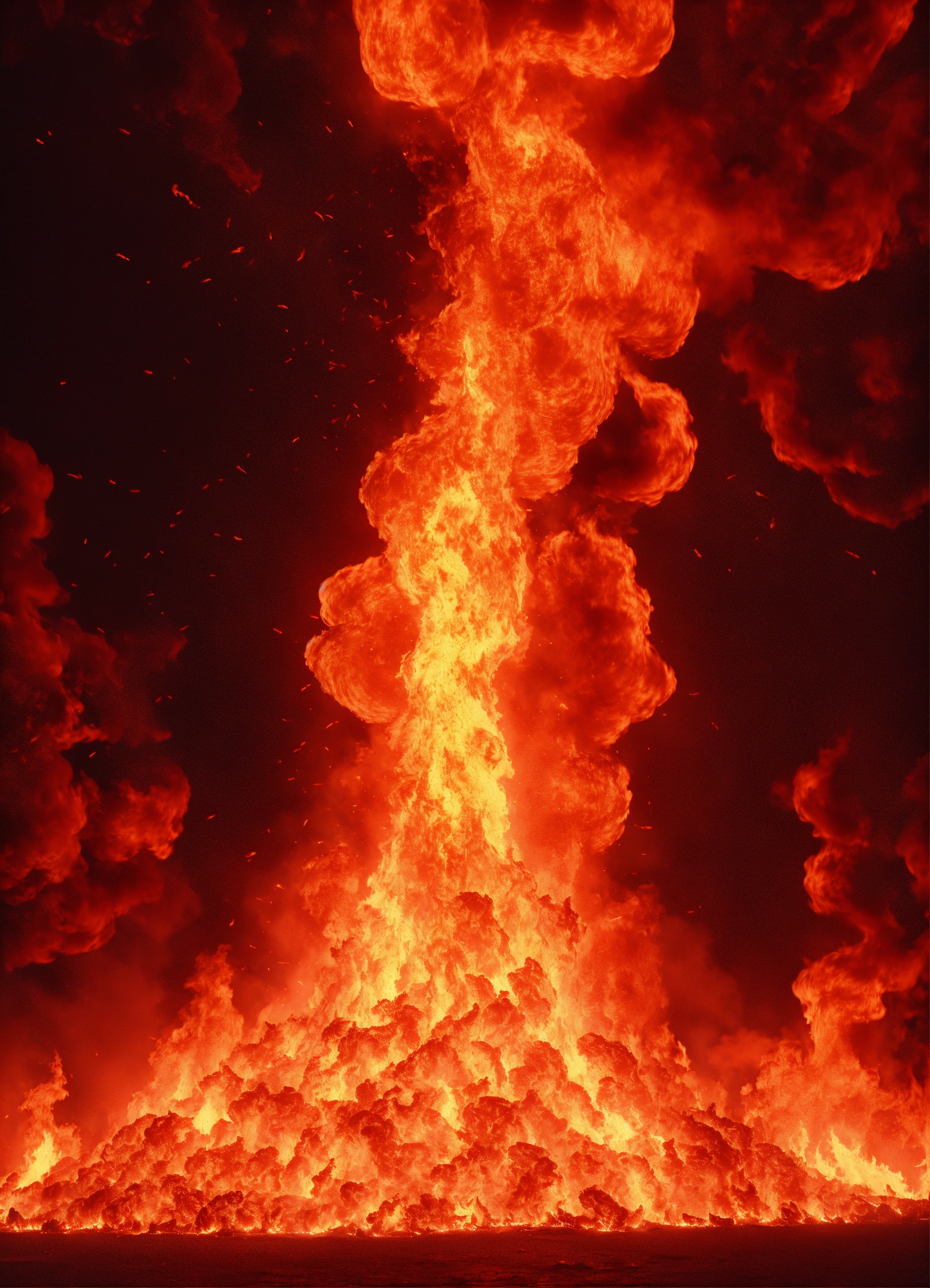 Lexica - Fire in hell with many light red flames 8k