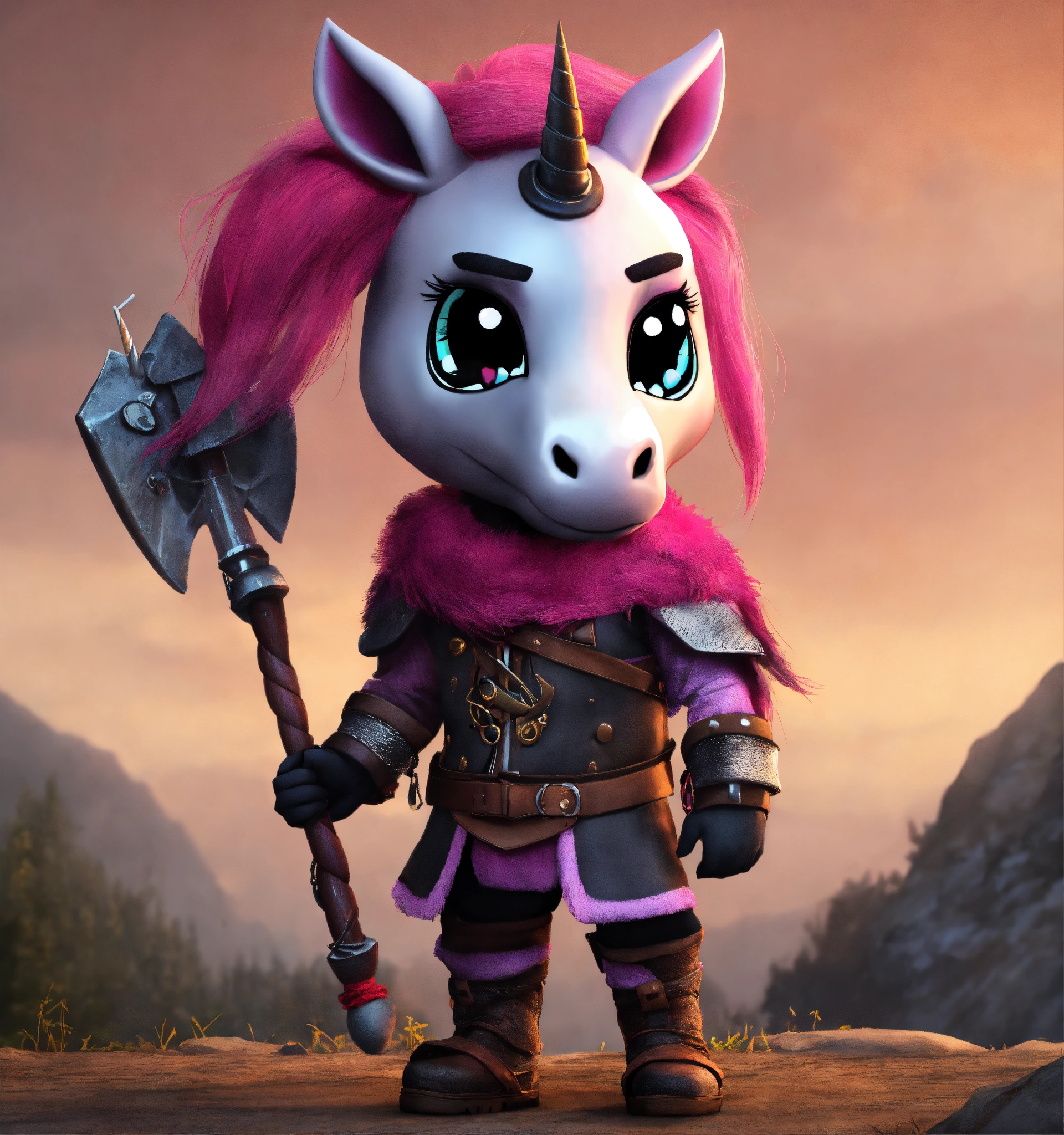 Lexica - Game character cartoonish realistic emo rock evil emo unicorn ...