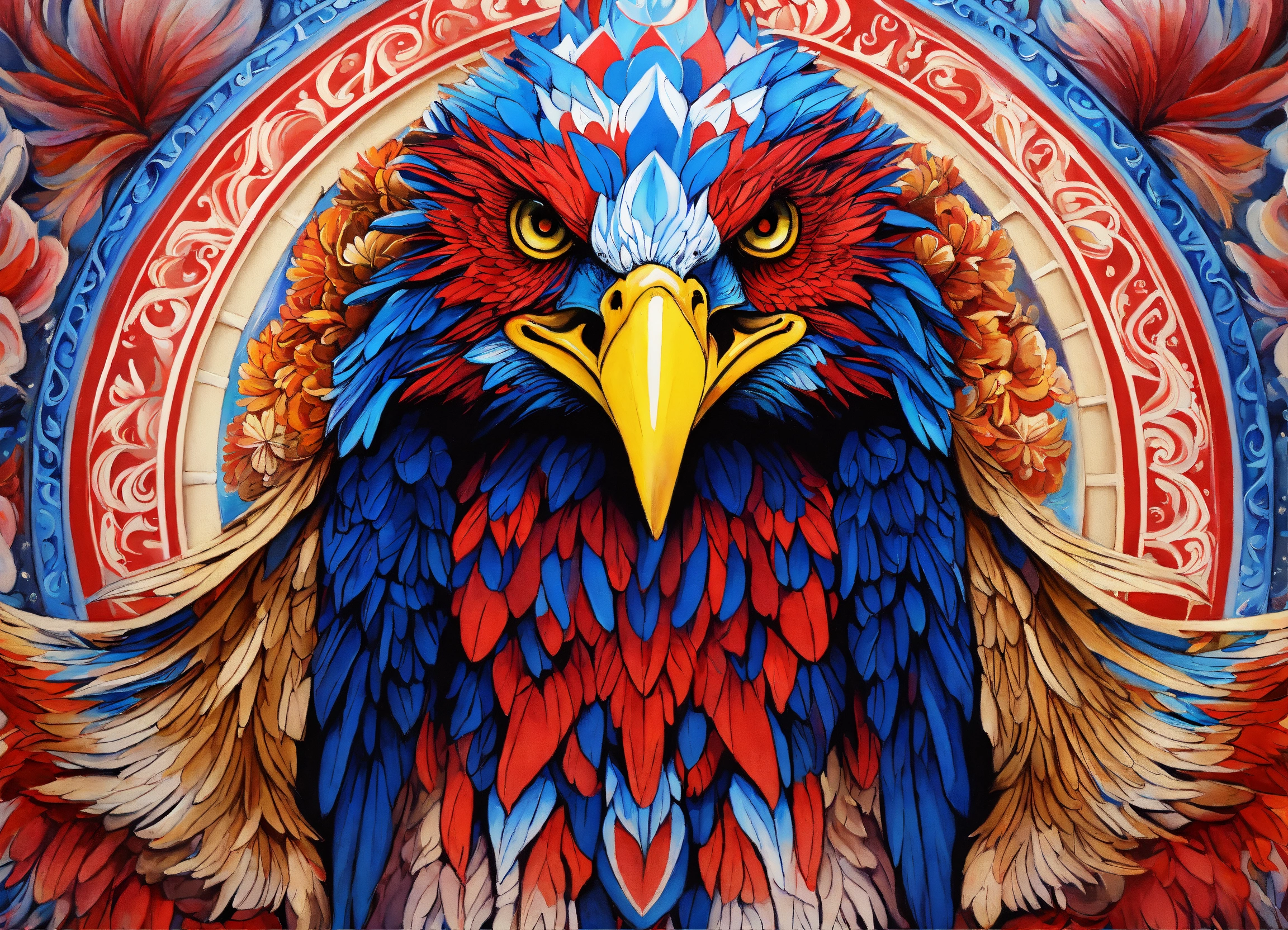 Lexica - Vibrant neo-traditional, a painting of a psychedelic eagle ...