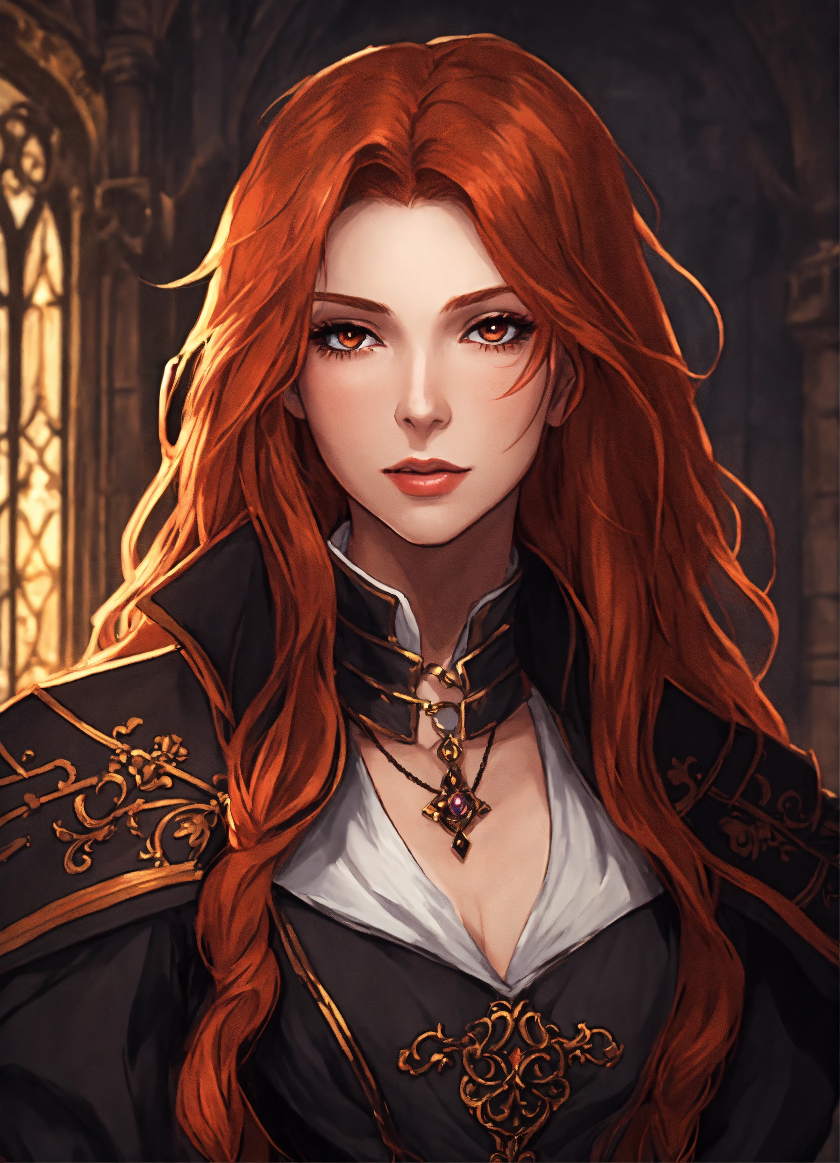Lexica - Beautiful redhead woman in the style of anime castlevania ...