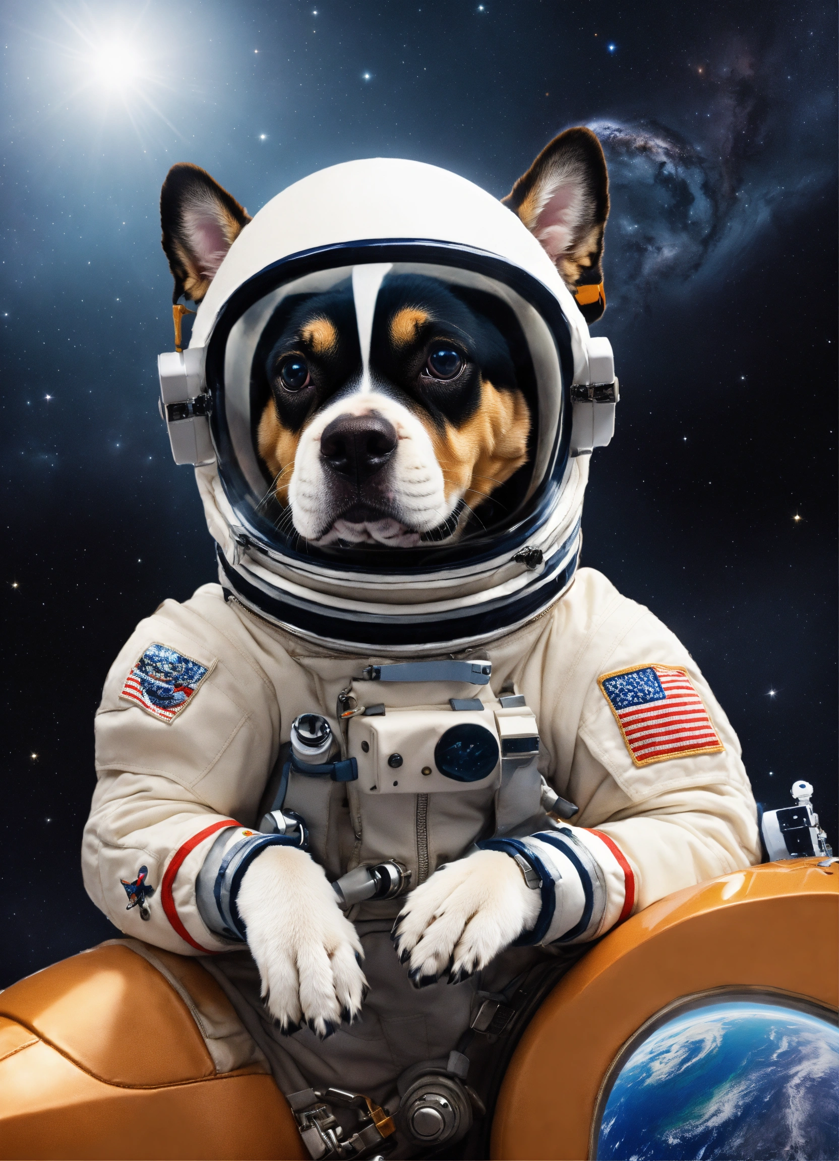 Lexica - Generate an image of a dog as an astronaut on a space bike ...