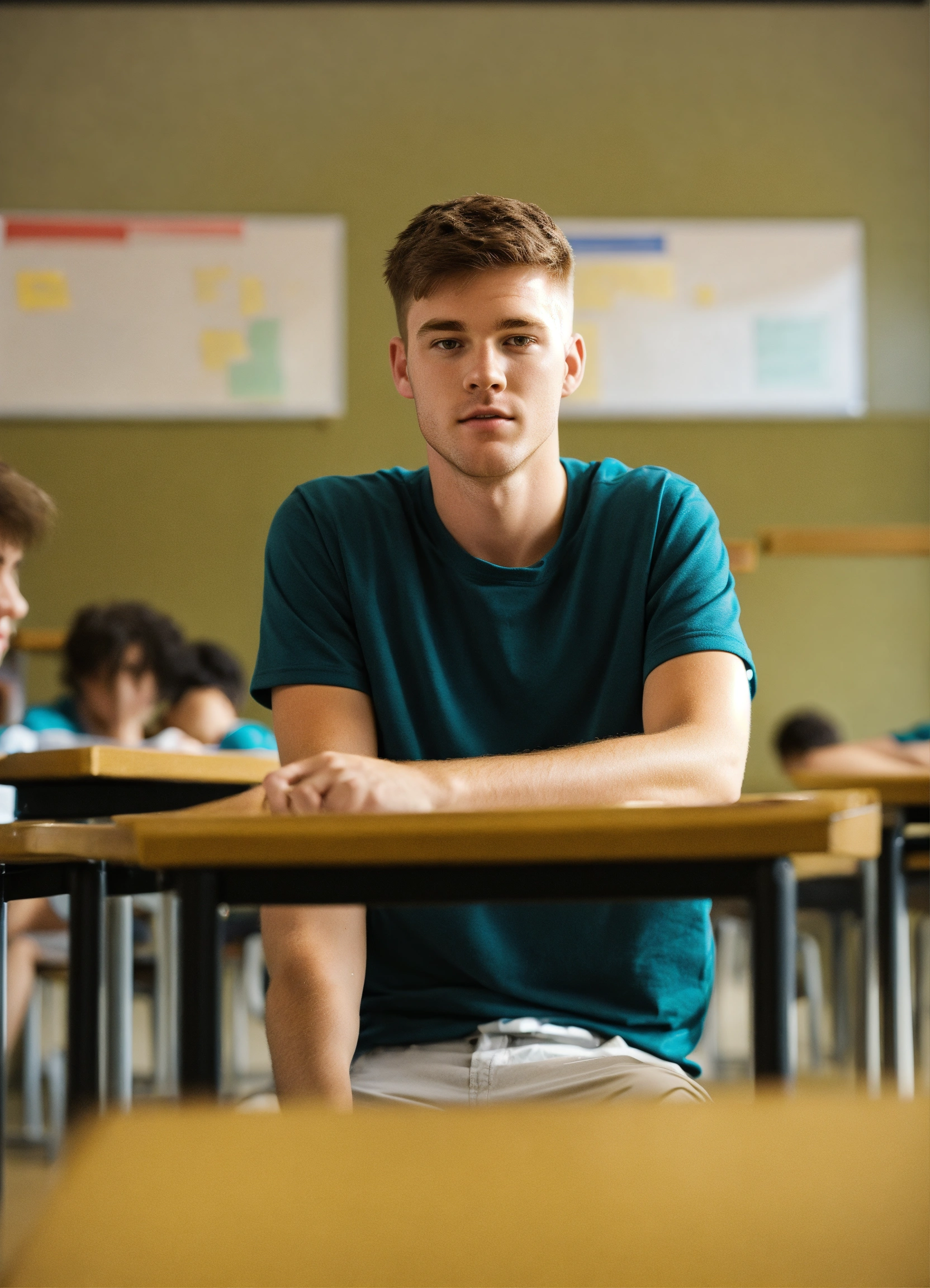 Lexica - White male student sat in class