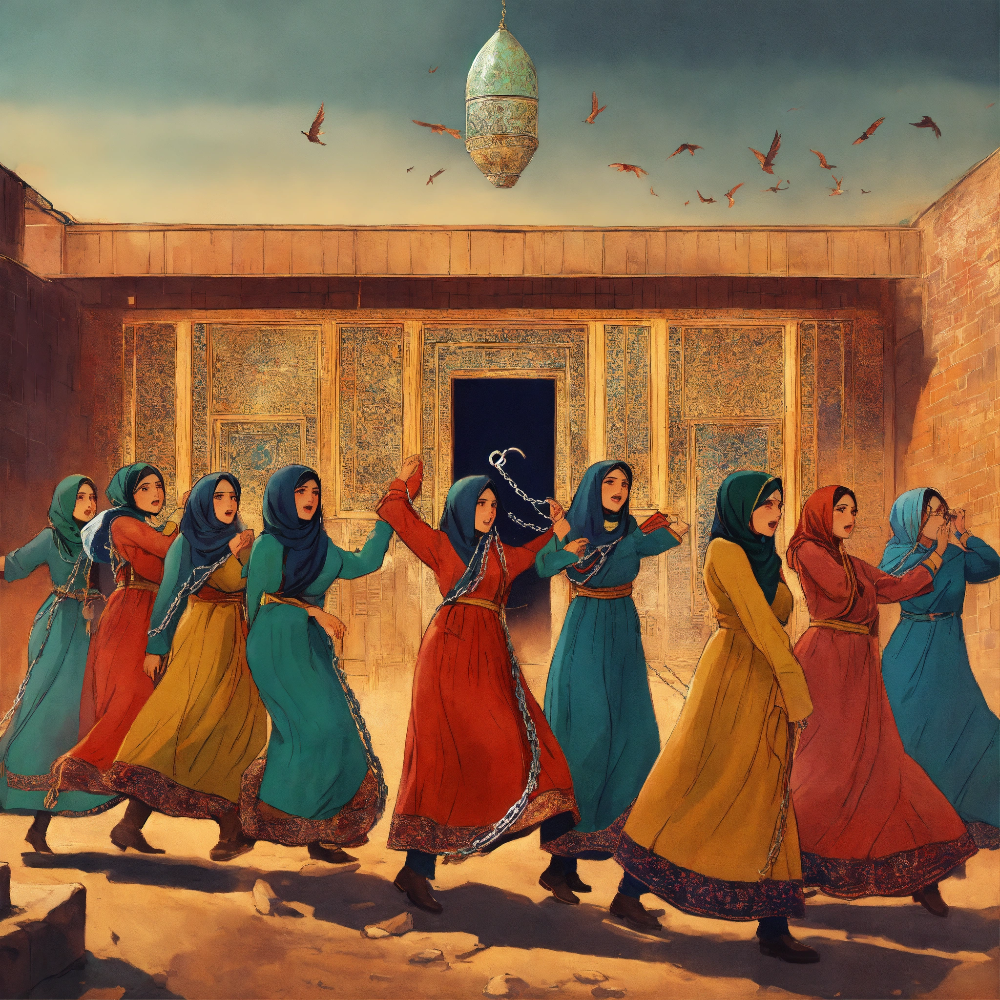 Lexica - An illustration depicting Iranian women breaking free from ...