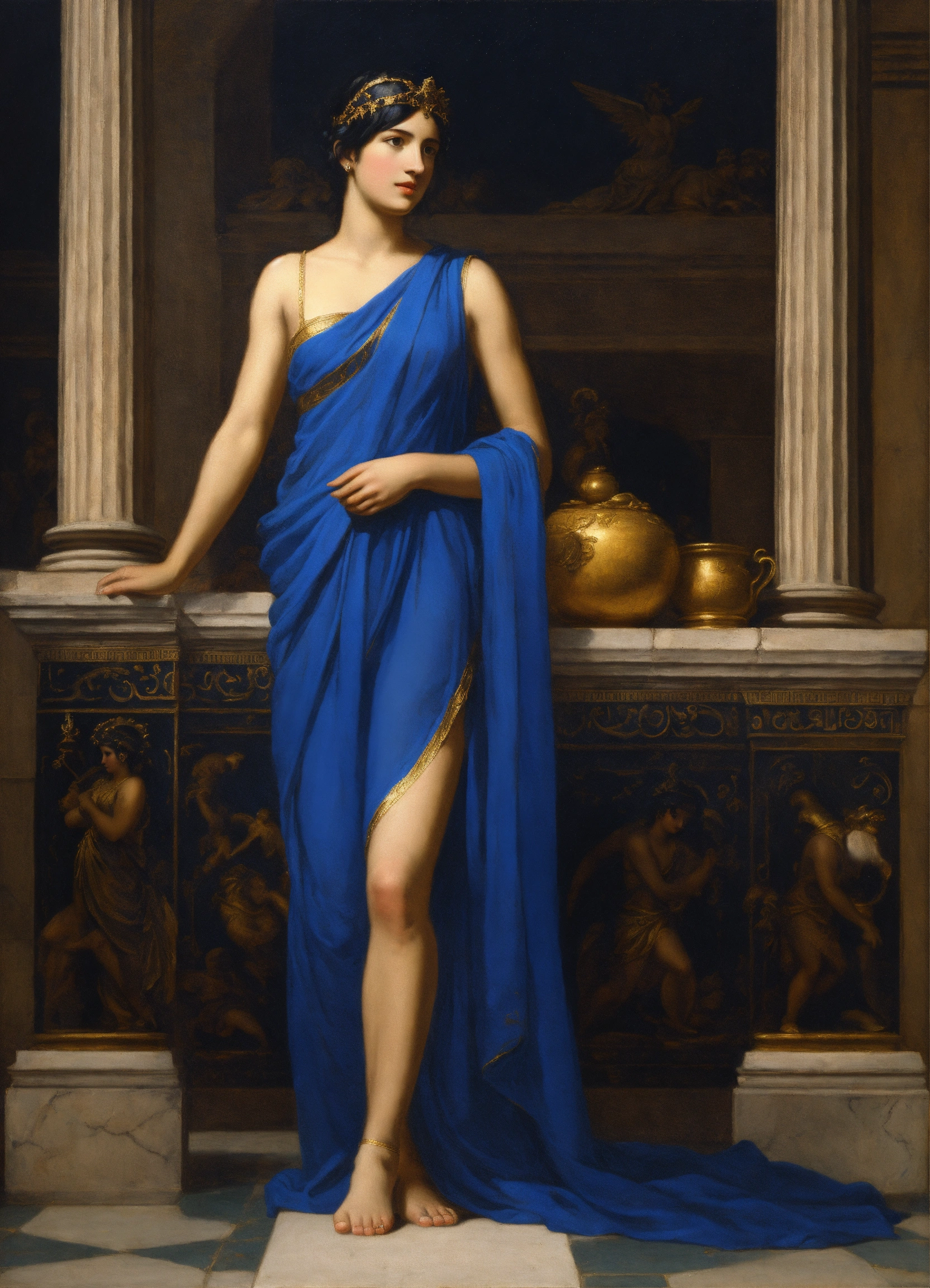 Lexica - Neoclassical art. Full body. Hera. Greek Goddess. Black hair ...