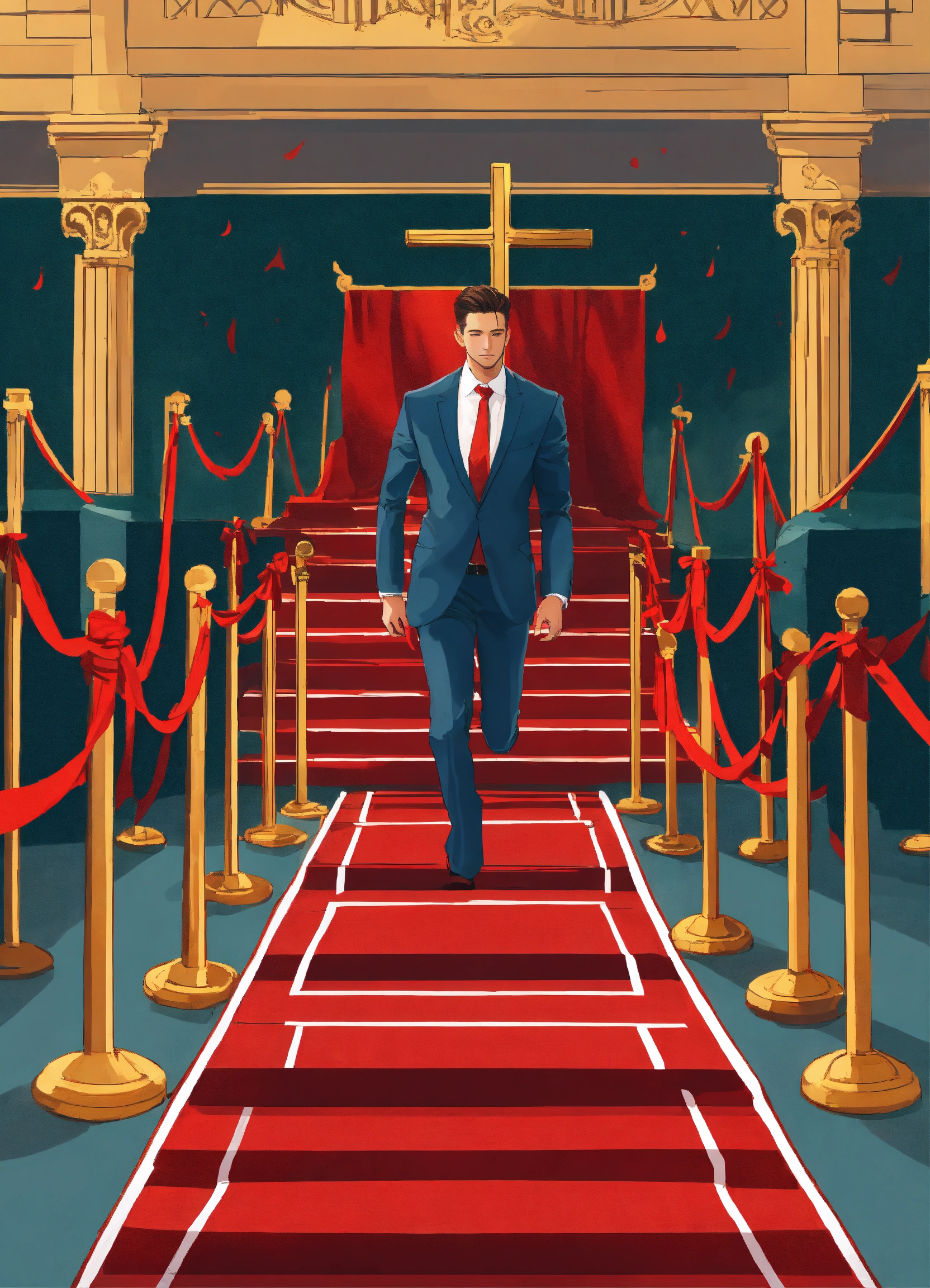 Lexica - Red carpet with side strings leading to steps coverd by red ...