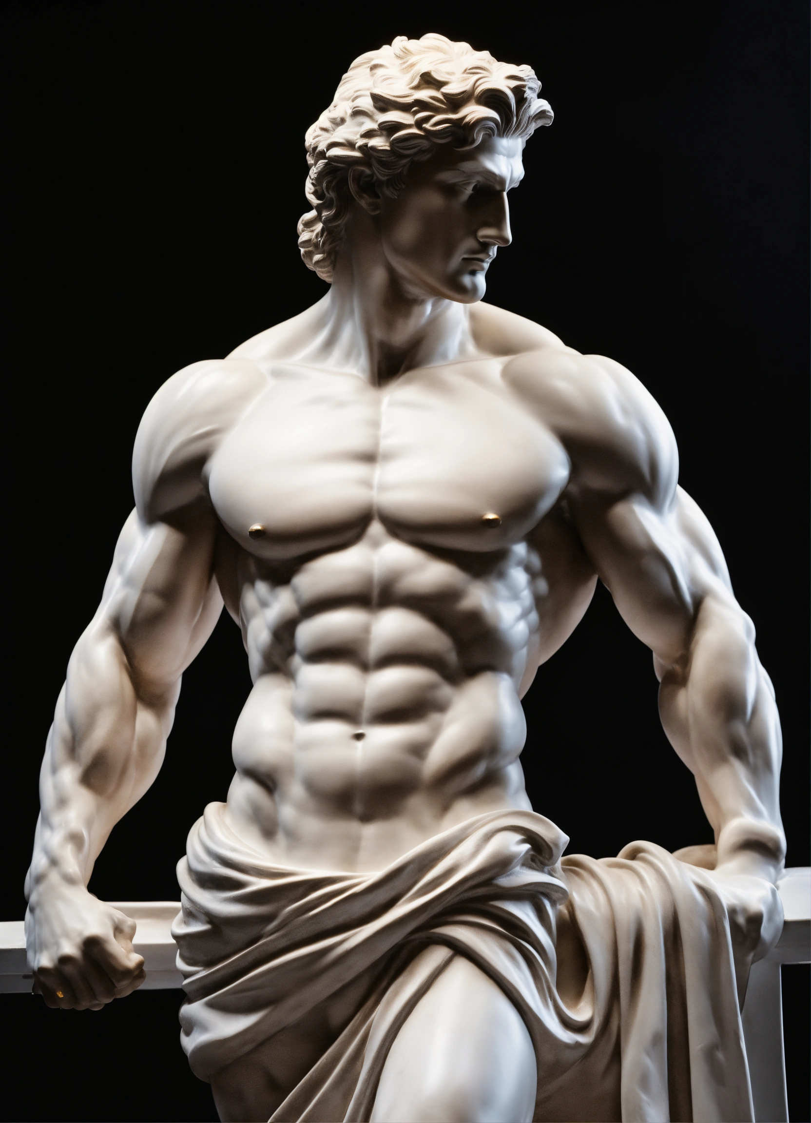 Lexica - A Statue from a muscular Greek god Statue with a wavey middel ...