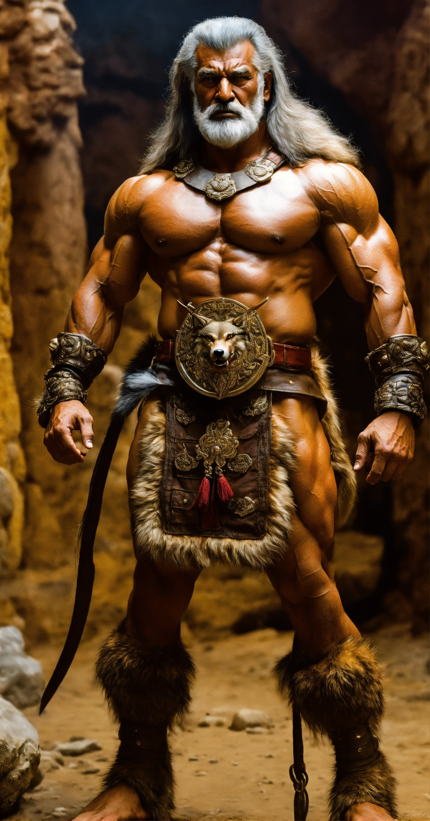 Lexica - Handsome pakistani old wolf man warlord wearing bronze age ...