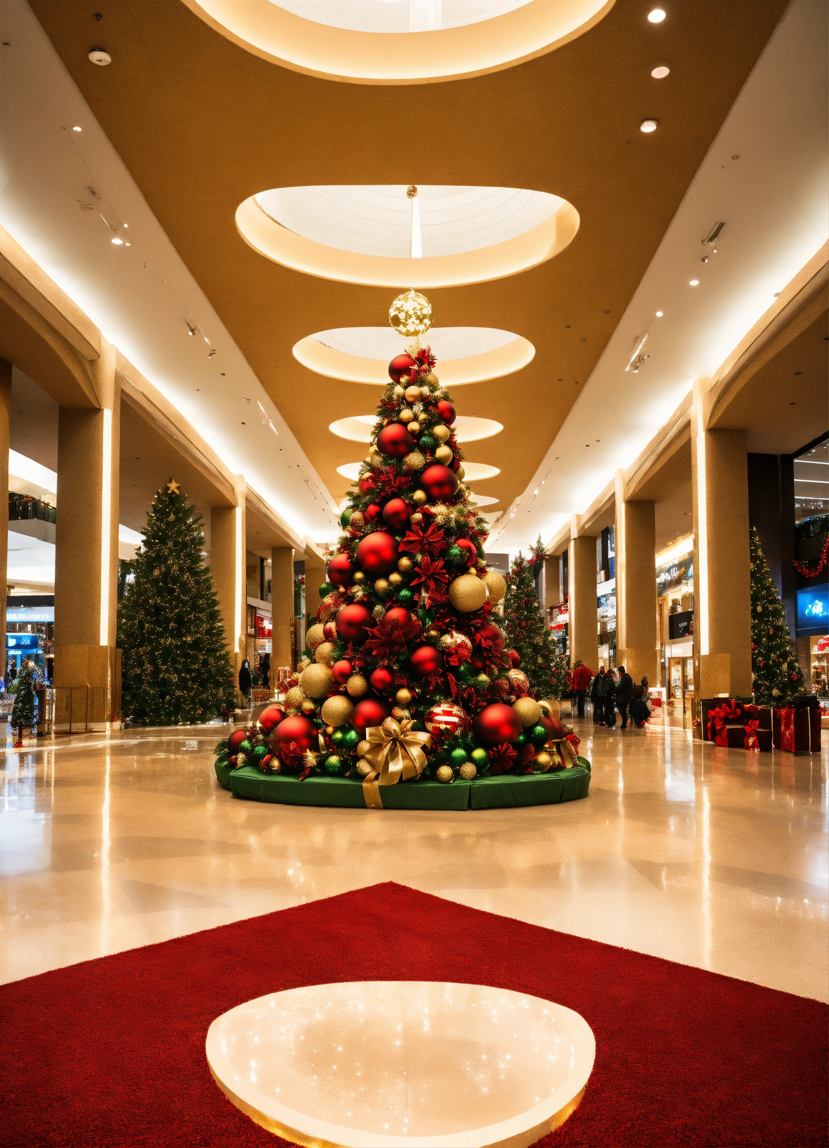 Lexica - A giant christmas mall decor, with a raindeer theme, with christmas baubles and a ...