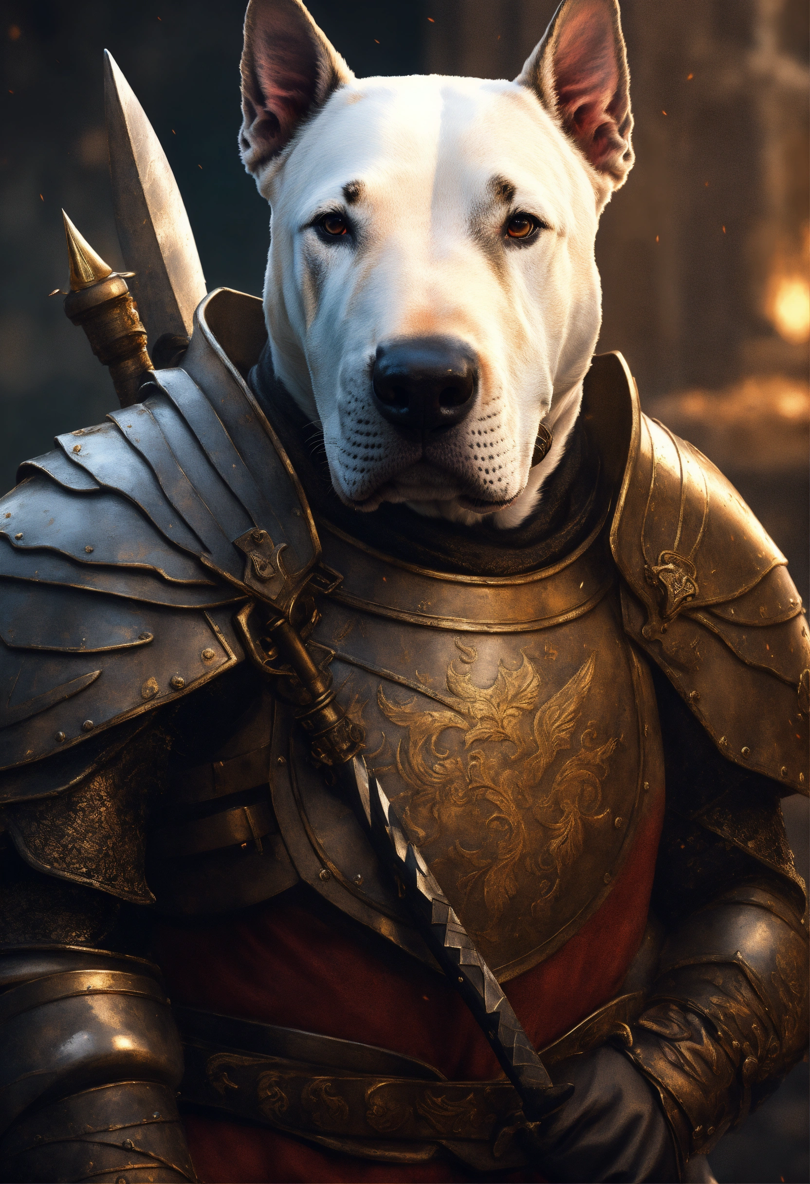 Lexica - A medieval warrior old bull terrier portrait , fantasy art, hd ...
