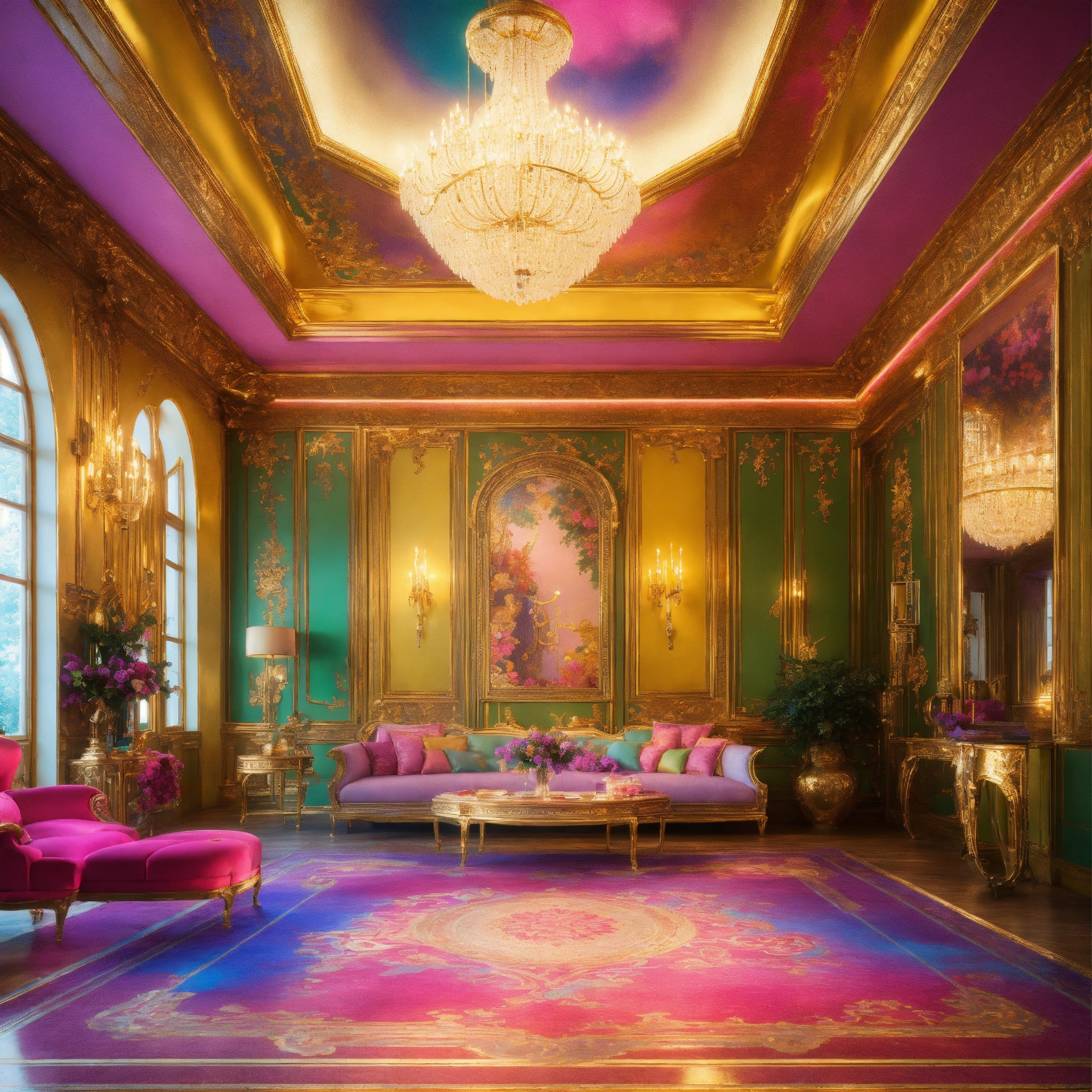 Lexica - Futuristic beautiful French mansion interior living room ...