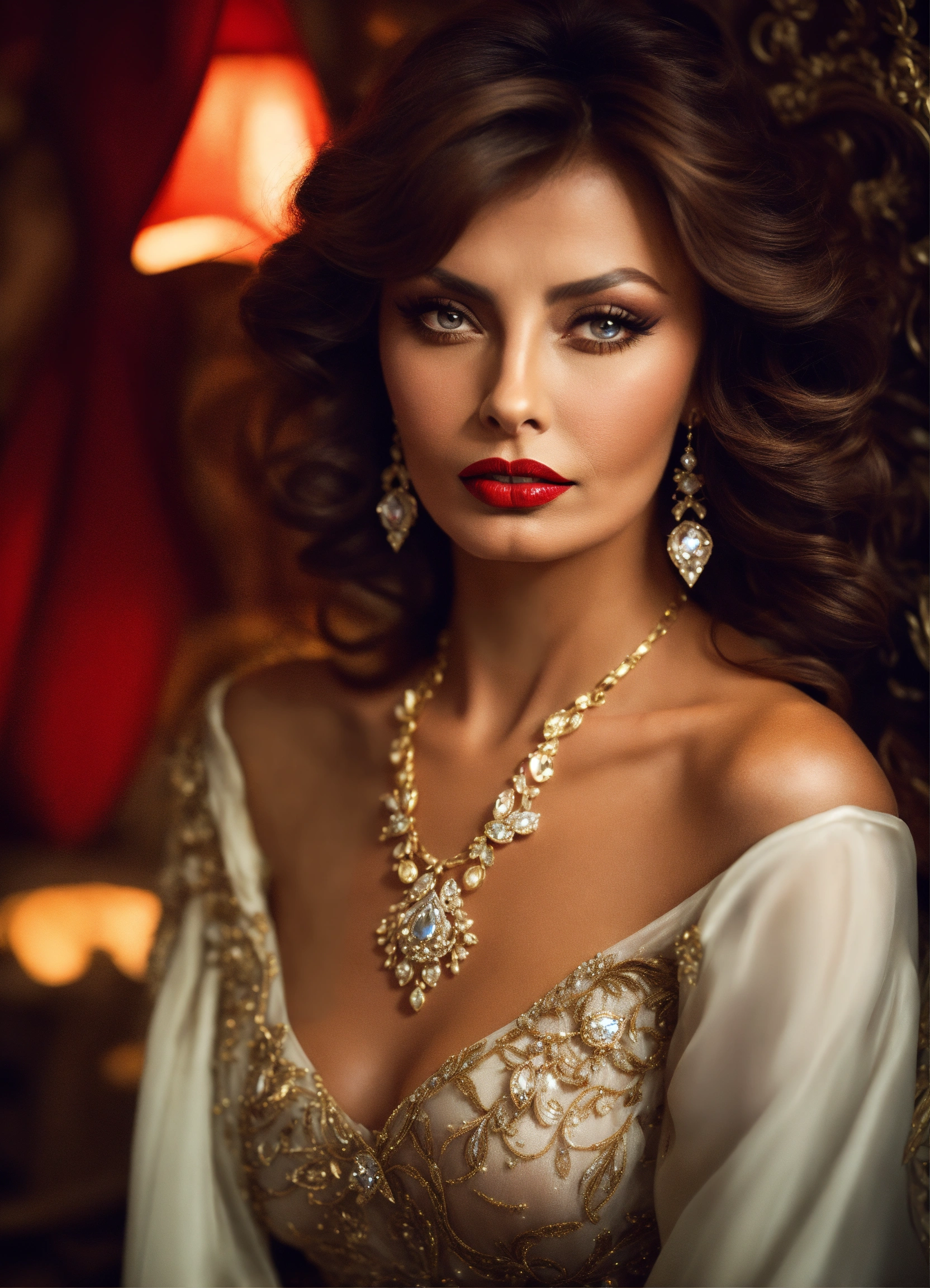 Lexica - Full body fashion model, XL size, ruby and diamond necklace ...