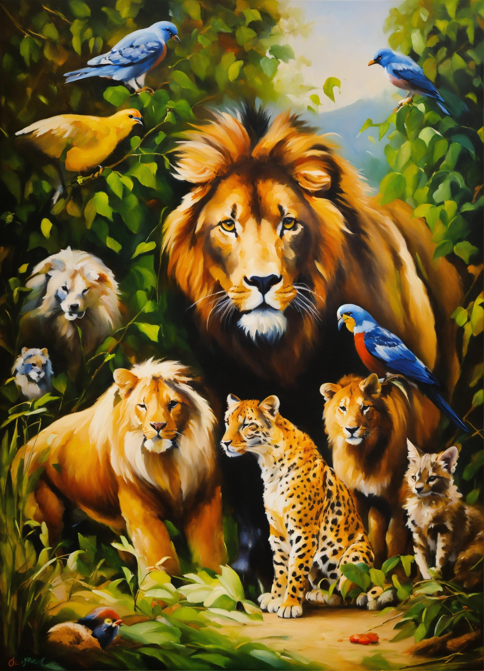 Lexica - World animal day, multiple animals, oil painting